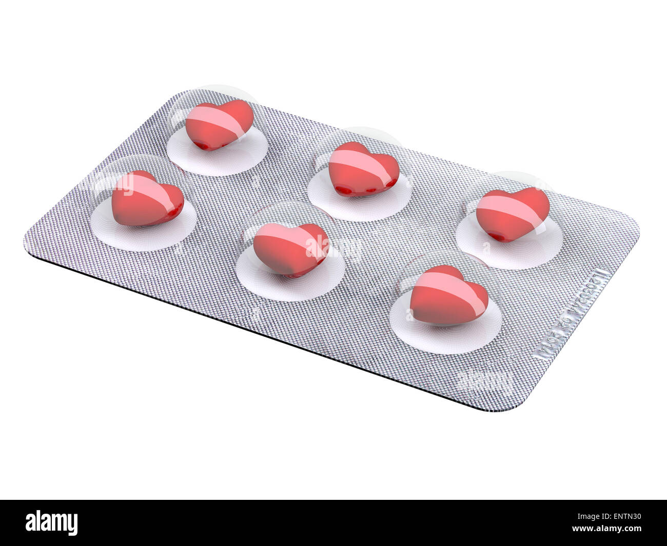 heart pills in blister isolated on white background, 3d illustration ...
