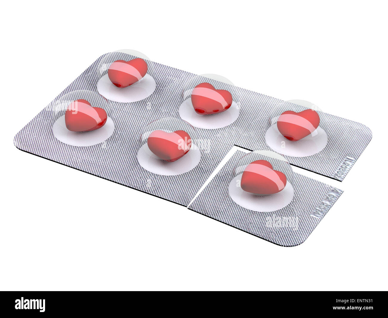heart pills in blister isolated on white background, 3d illustration ...