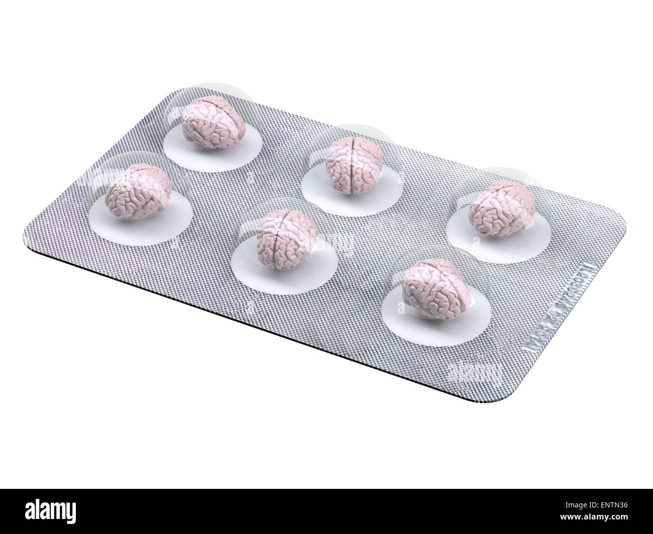 brain pills in blister isolated on white background, 3d illustration ...