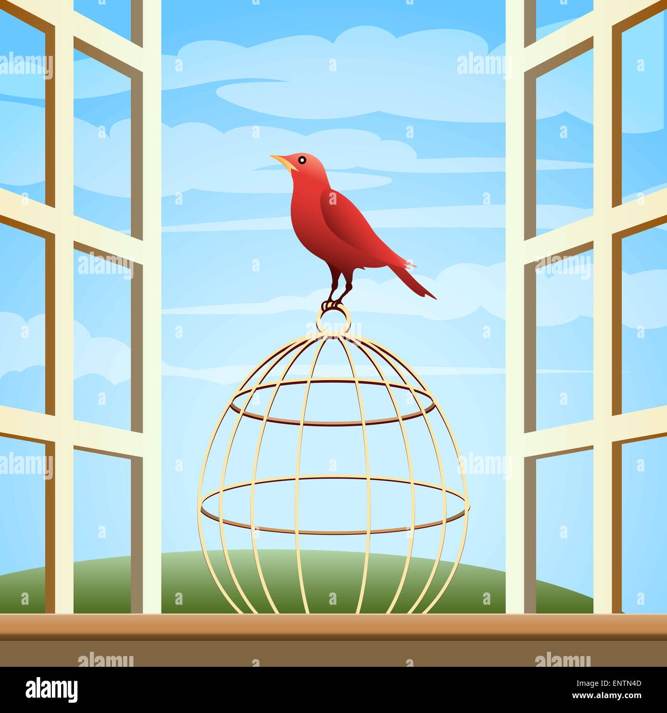 Open Window With Birds