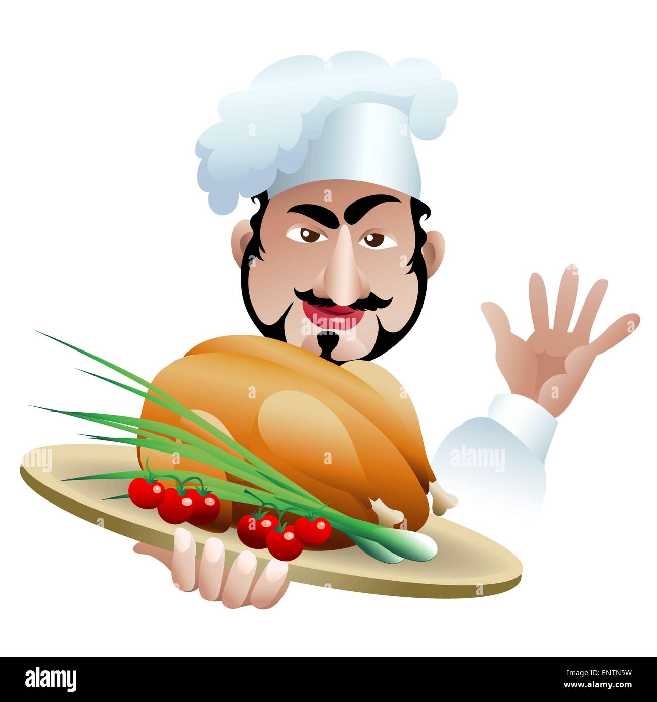 Illustration of satisfied chief with well cooked dish Stock Vector ...