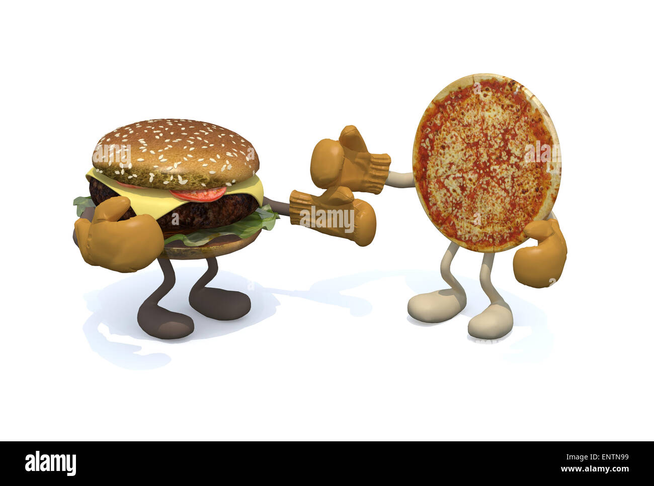 hamburger vs pizza, 3d illustration Stock Photo - Alamy