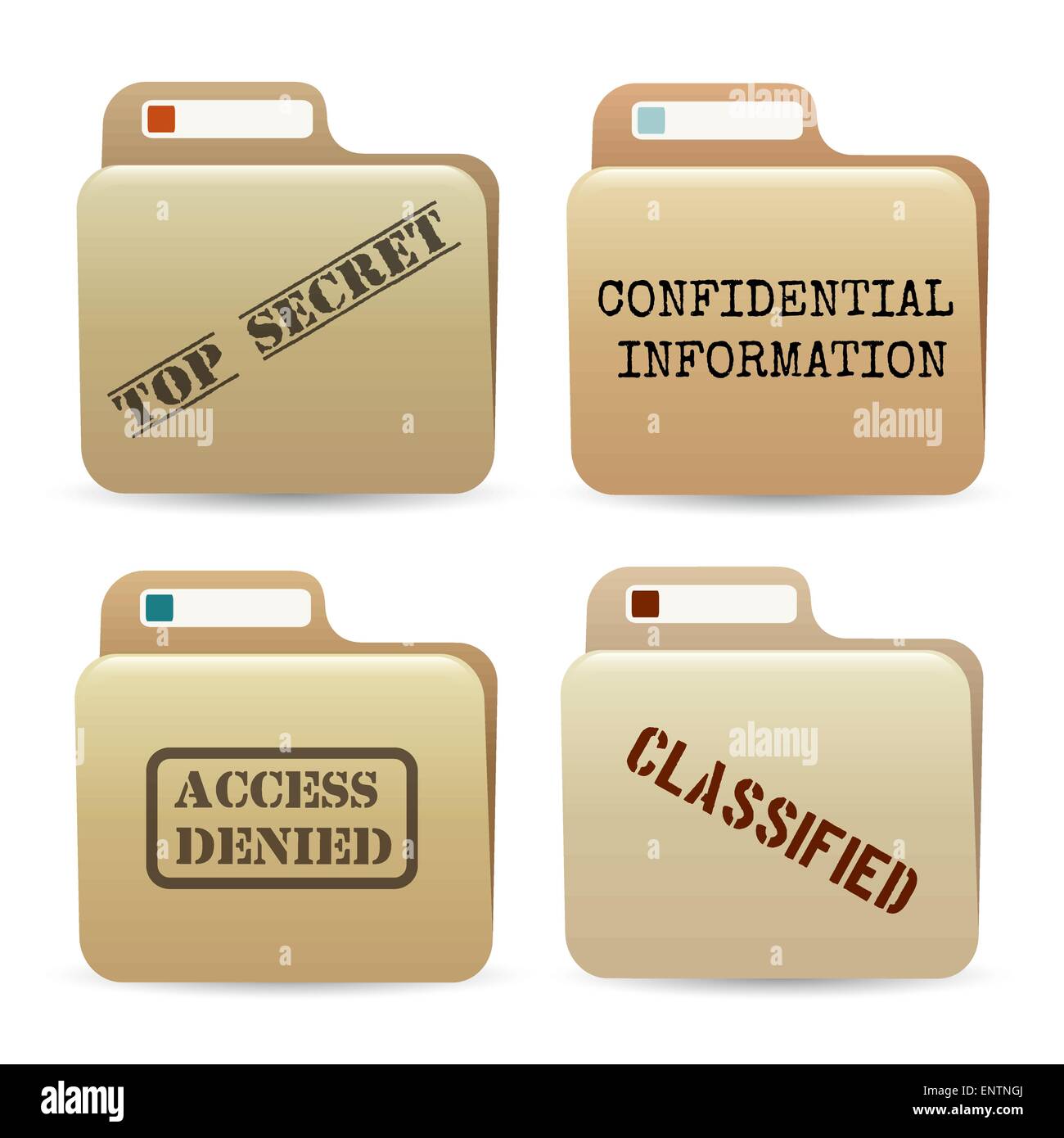 Set of paper folders with secret files isolated on white Stock Vector ...