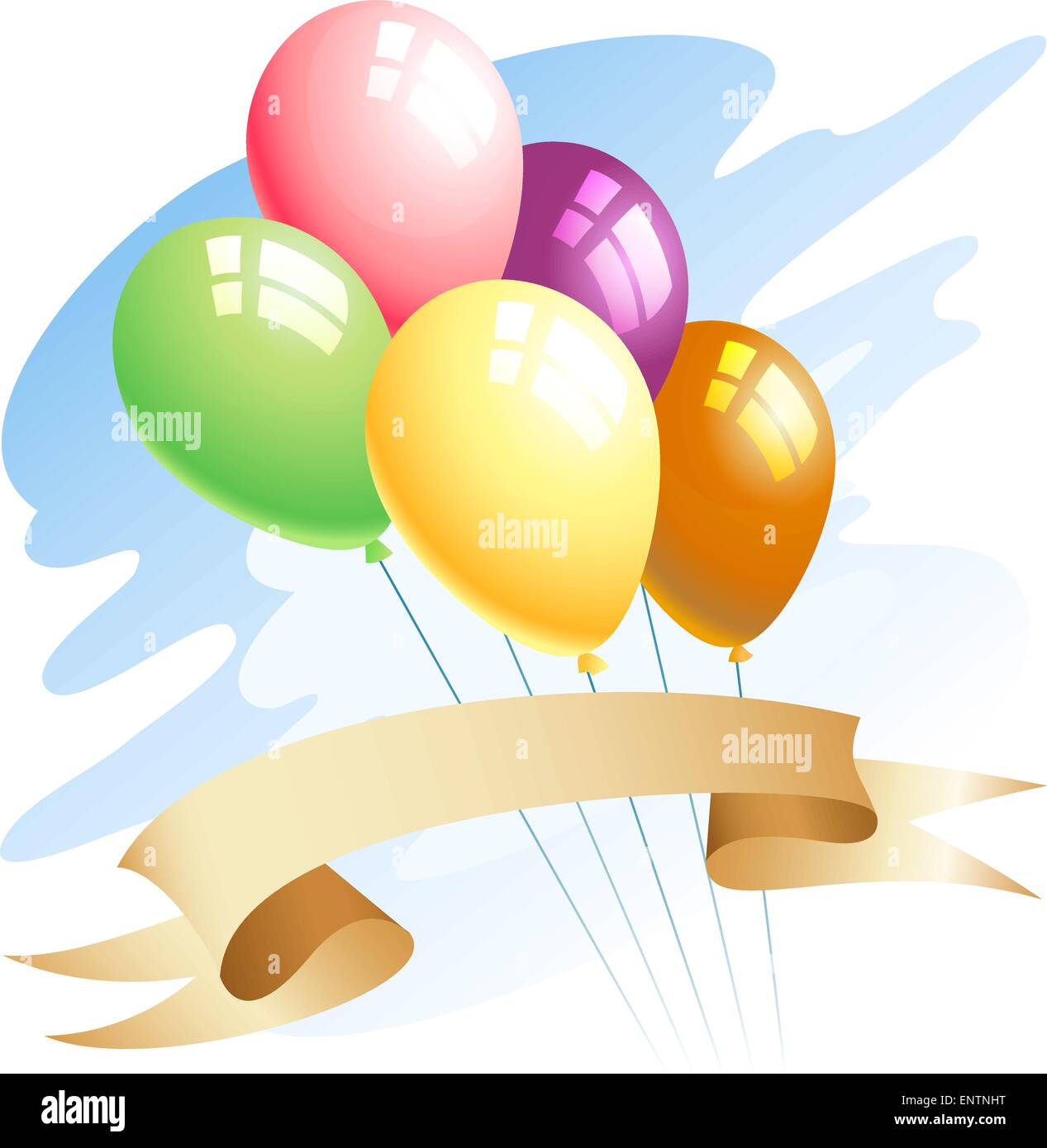 A vector illustration of flying balloons and empty banner Stock Vector ...