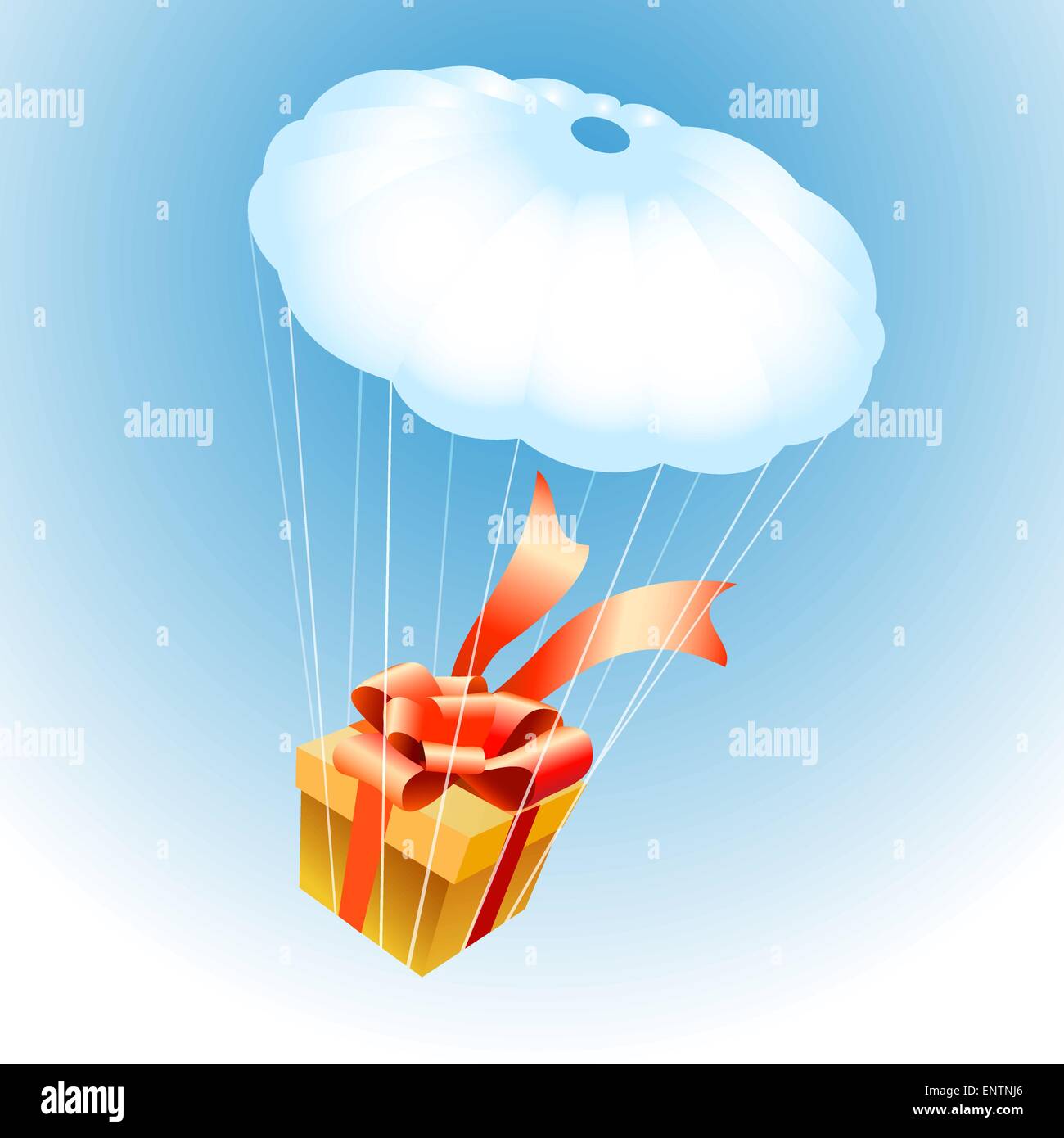 Gift box on parachute against sky background Stock Vector Image & Art ...