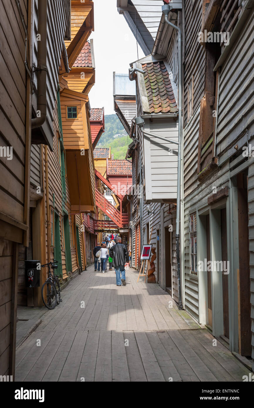 The famous Bryggen in Bergen, Norway. Colorful wooden houses Stock ...