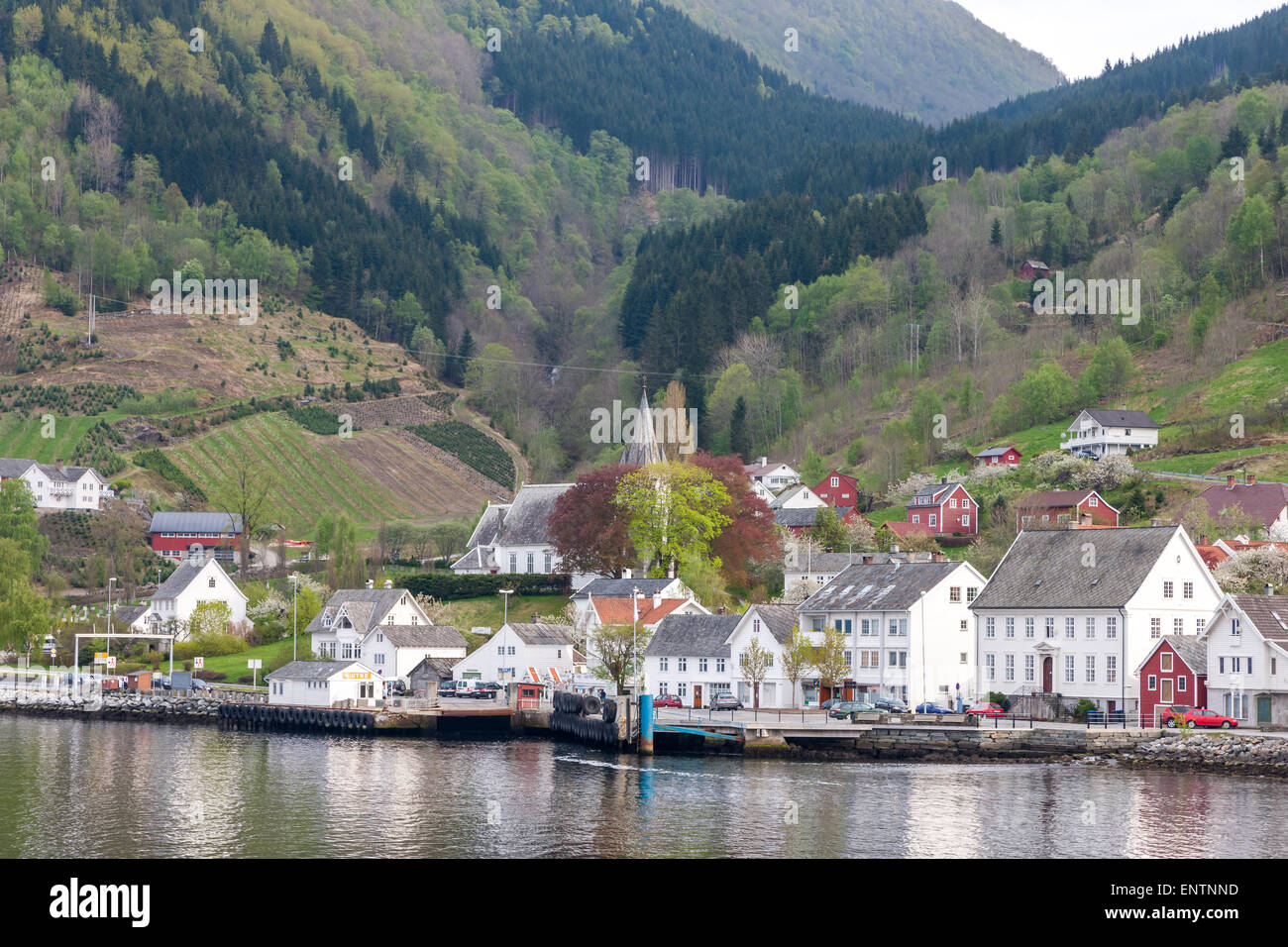 Landscape with mountains. village in Norwegian fjords Stock Photo - Alamy