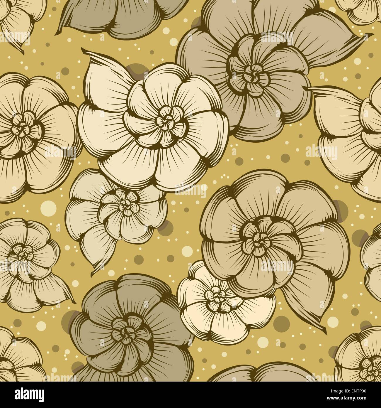Seamless nautilus shells pattern drawn in sepia vintage style Stock ...