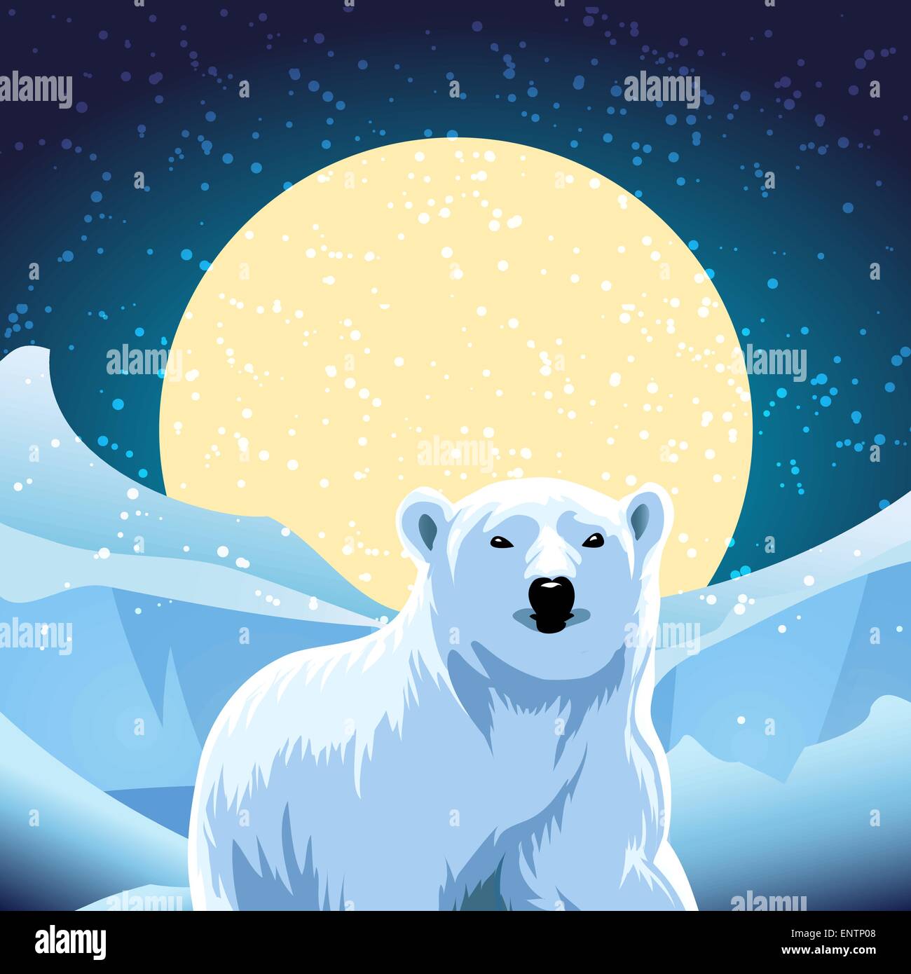 vector illustration of polar bear against ice desert Stock Vector Image ...
