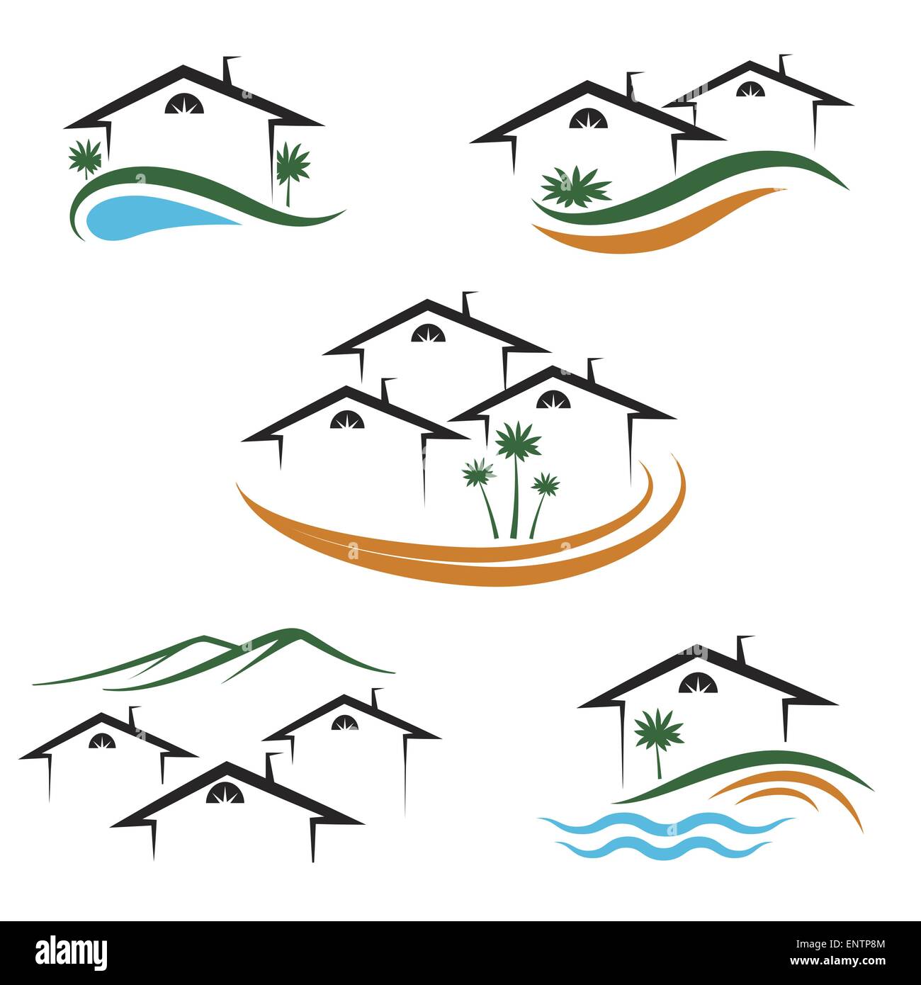 Set of houses and apartments for real estate business design Stock ...