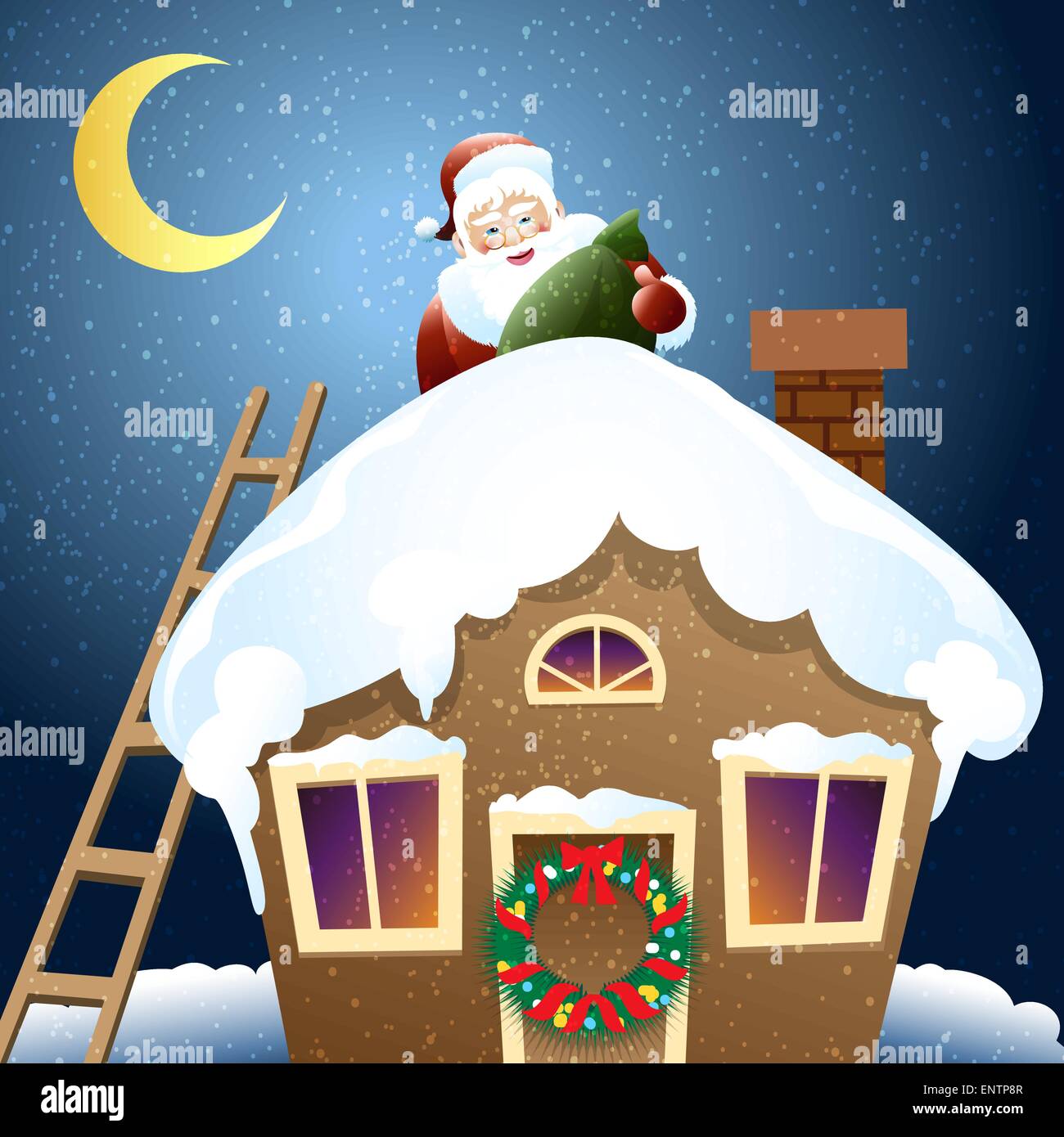 Santa on a roof Stock Vector Images - Alamy