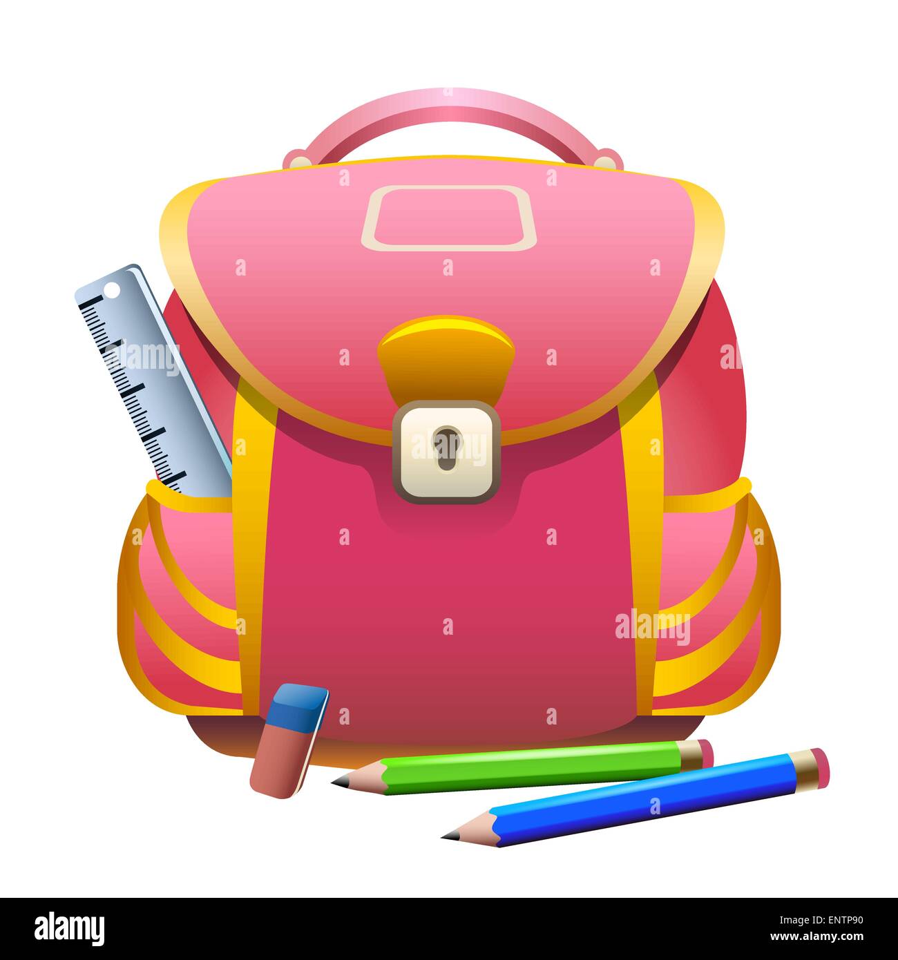 Backpack school supplies Stock Vector Images - Alamy