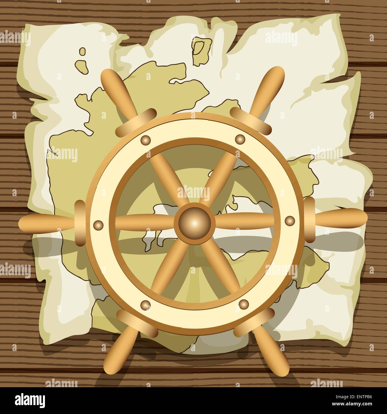 Steering wheel in cabin Stock Vector Images - Alamy