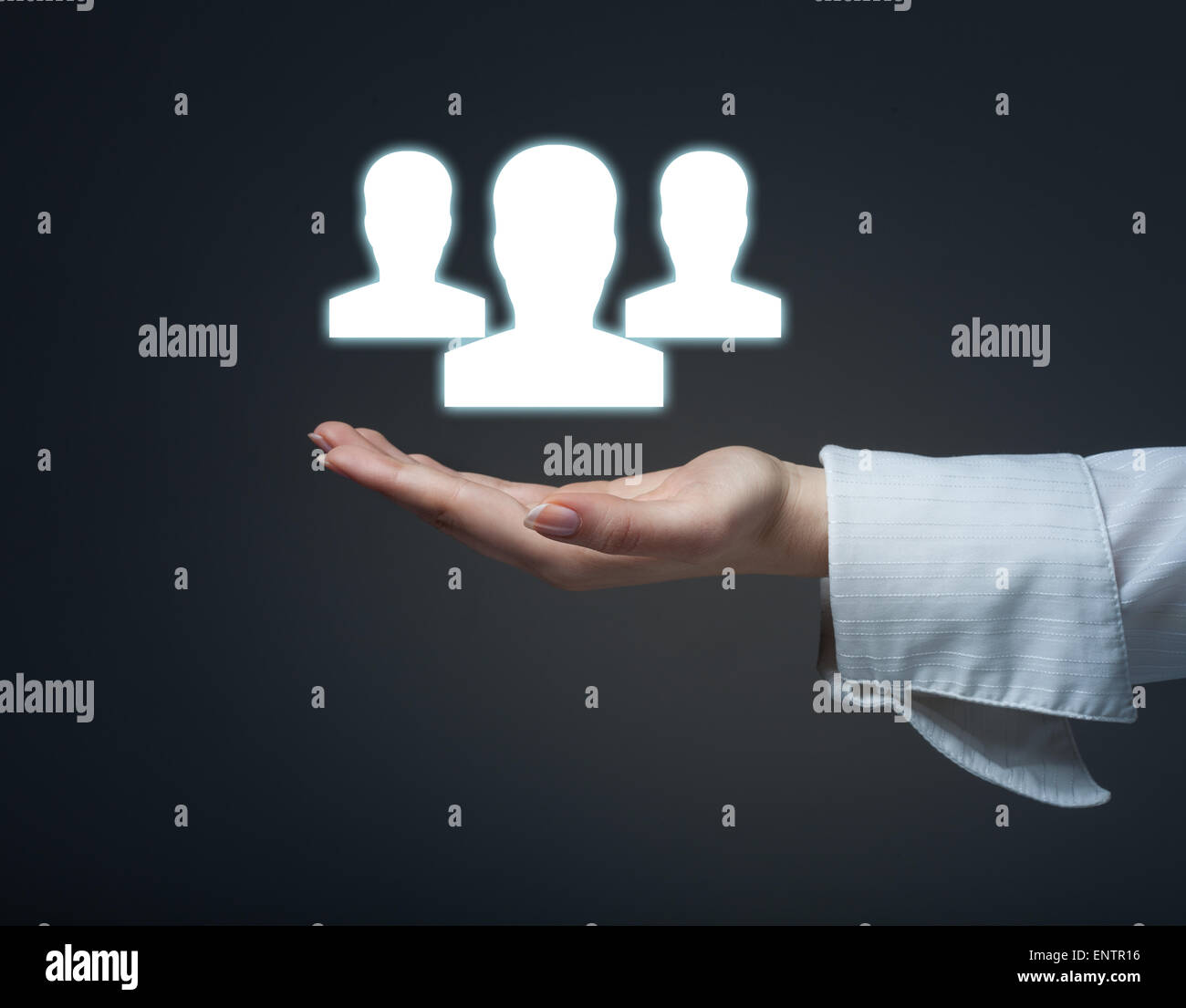 Target audience and customers concept. Woman hold target customer in ...