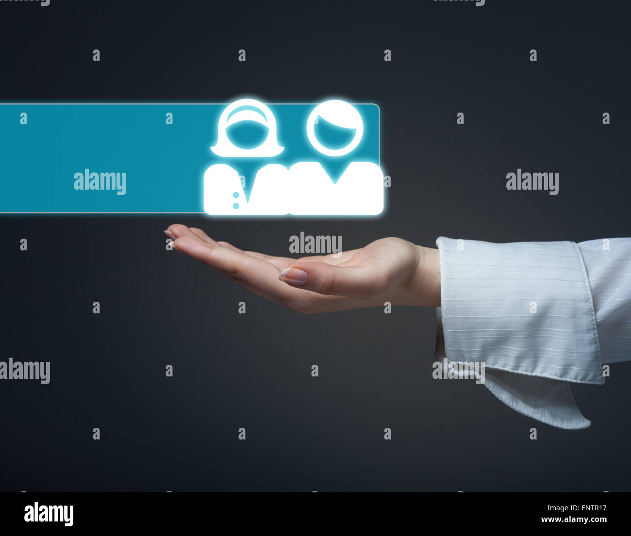 Target audience and customers concept. Woman hold target customer in ...