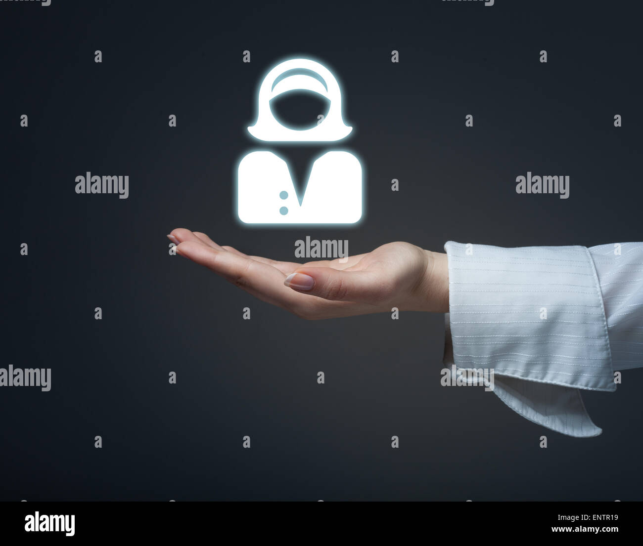 Target audience and customers concept. Woman hold target customer in ...