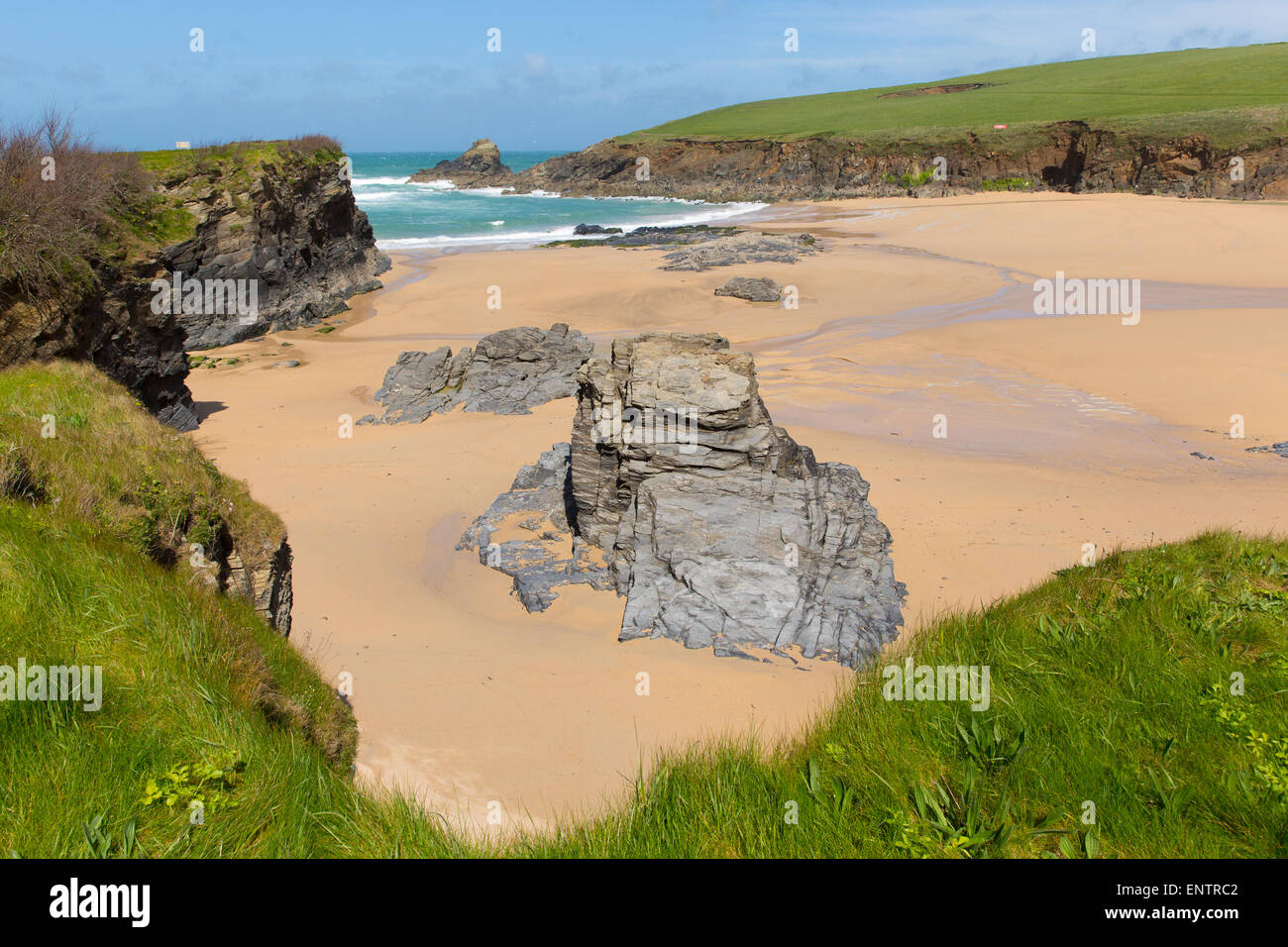 Trevone bay beach hi-res stock photography and images - Alamy