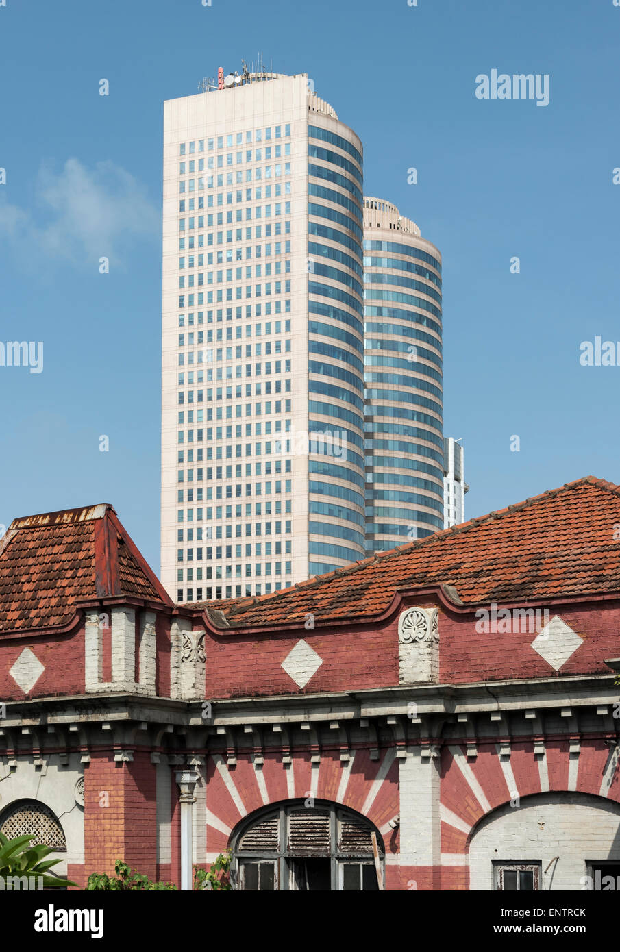 Towers of World Trade Center and Abandoned Colonial House, Colombo, Sri ...