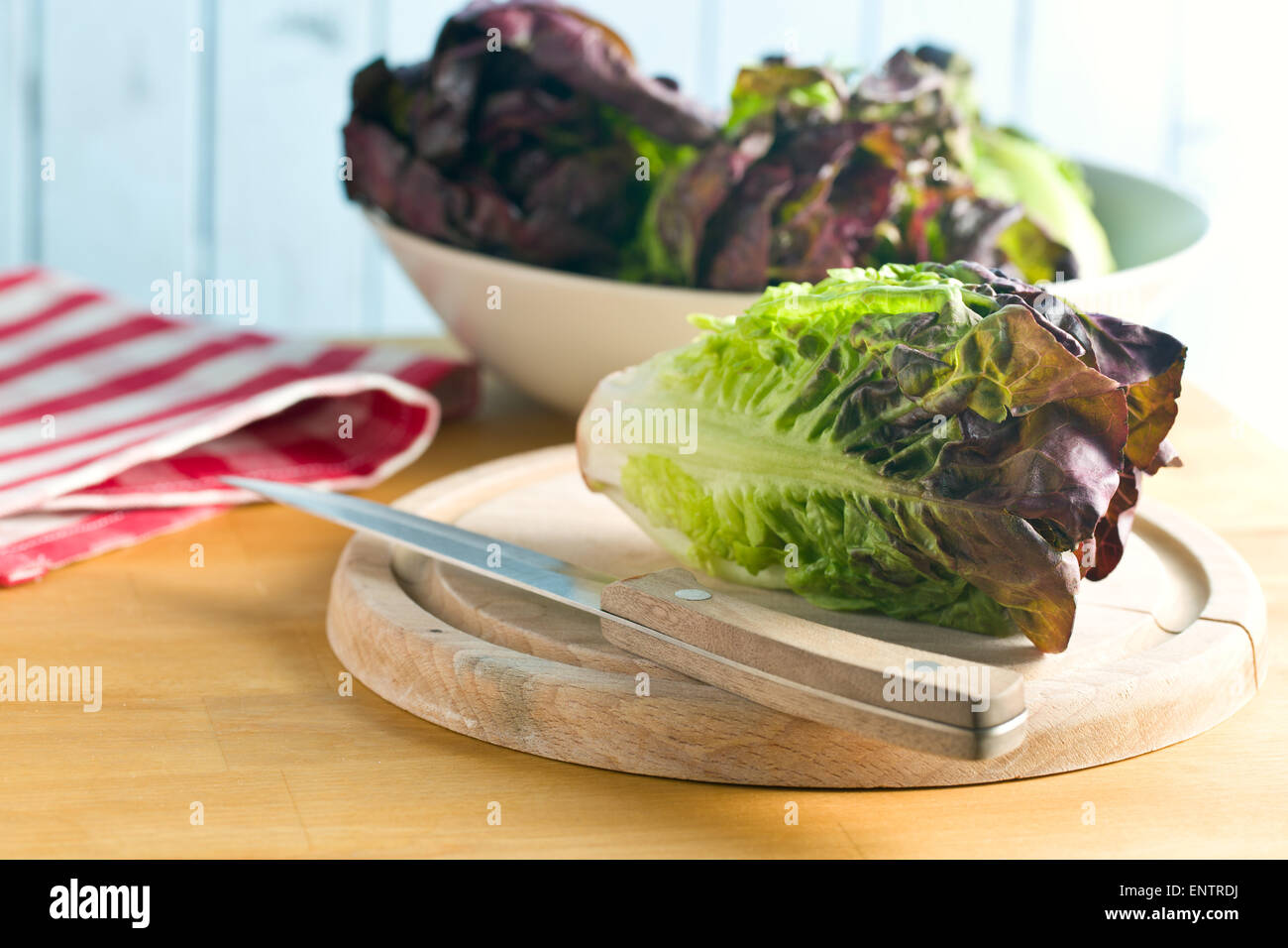 the red lettuce on kitchen table Stock Photo - Alamy