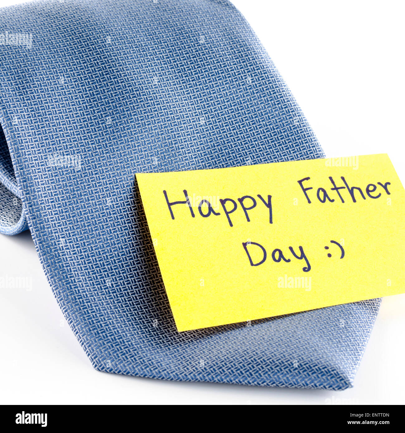 blue neck tie with card tag write happy father day word on a white ...