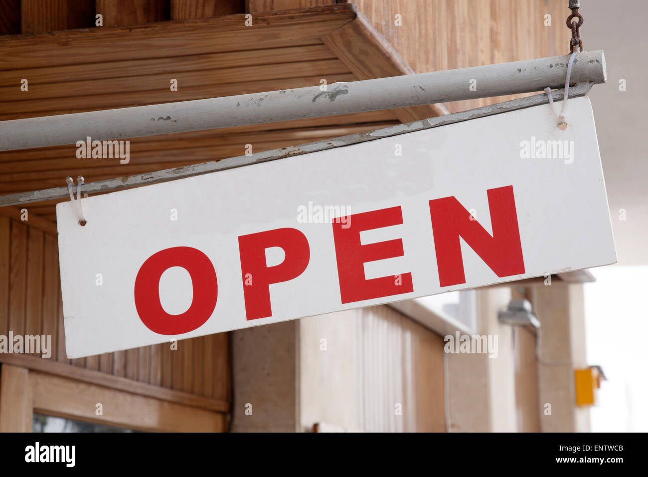 Open Sign on Store Front Stock Photo - Alamy