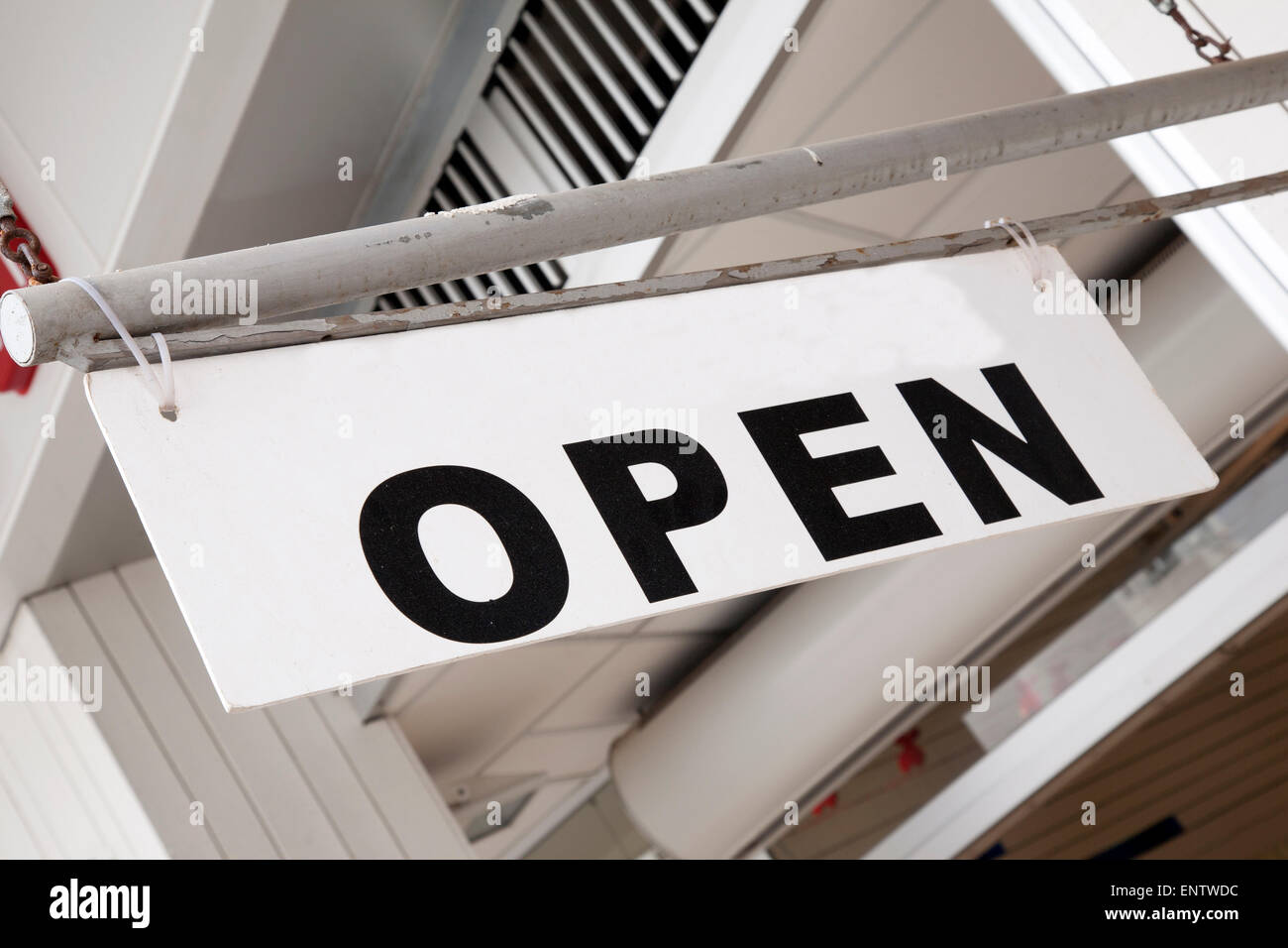 Open Sign on Store Front Stock Photo - Alamy