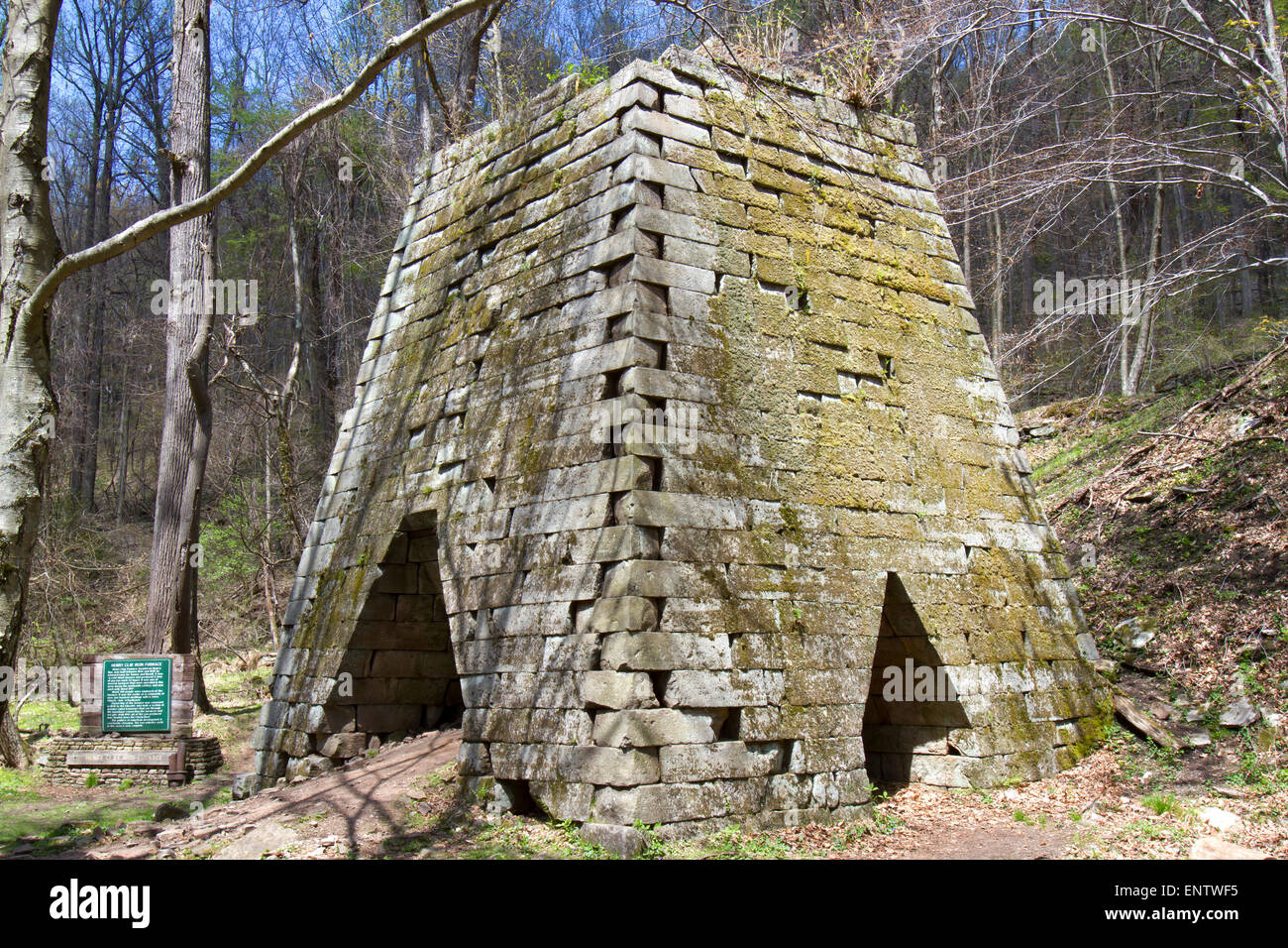 Stone pyramid of Henry Clay Furnace in Coopers Rock State Forest, West ...