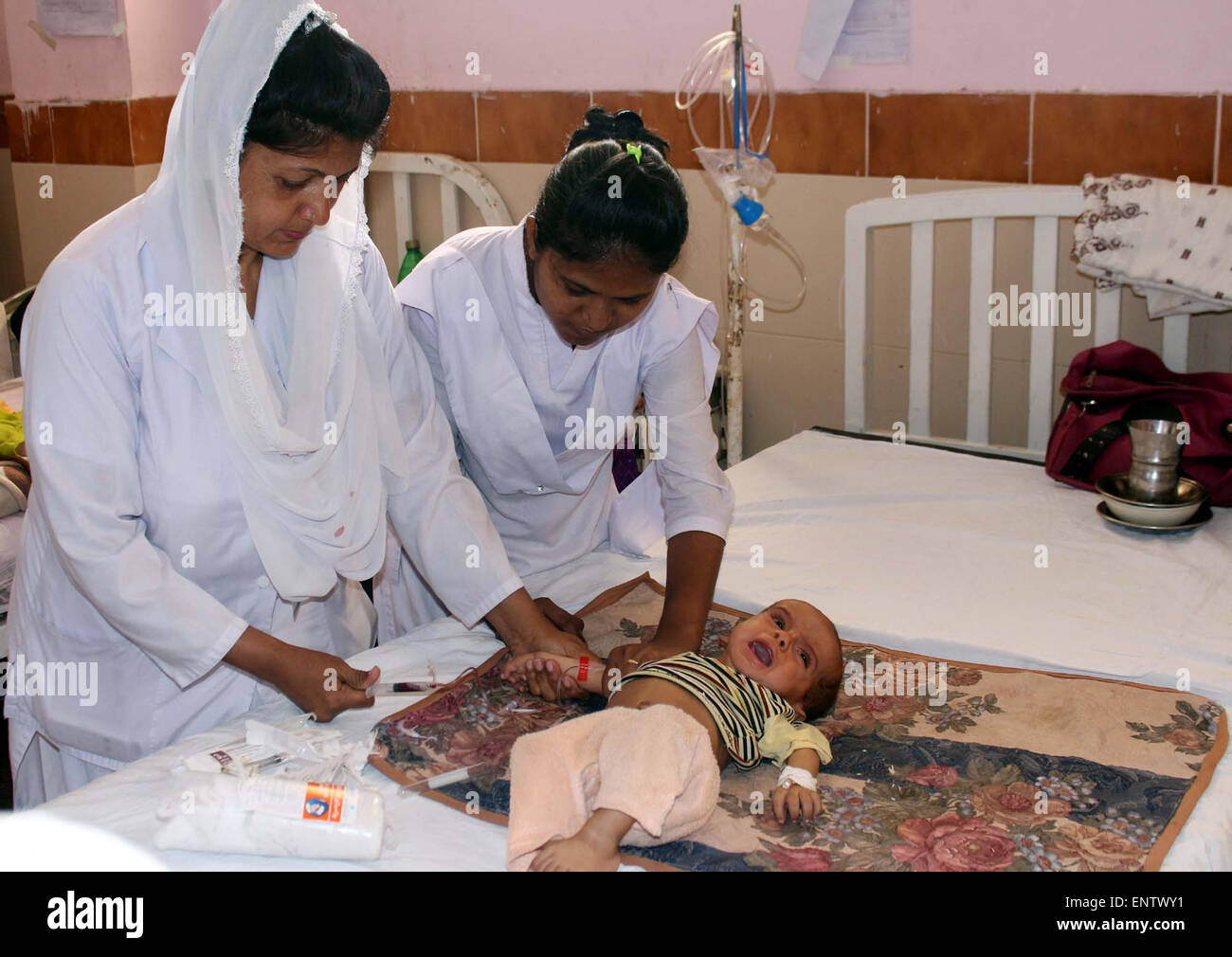 Nurse performs her duty in ward at a hospital on the Eve of ...