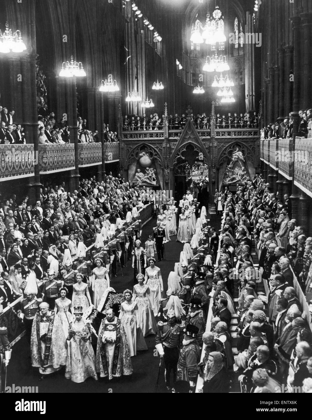 The Coronation of Queen Elizabeth II. The Queen walks in procession to ...