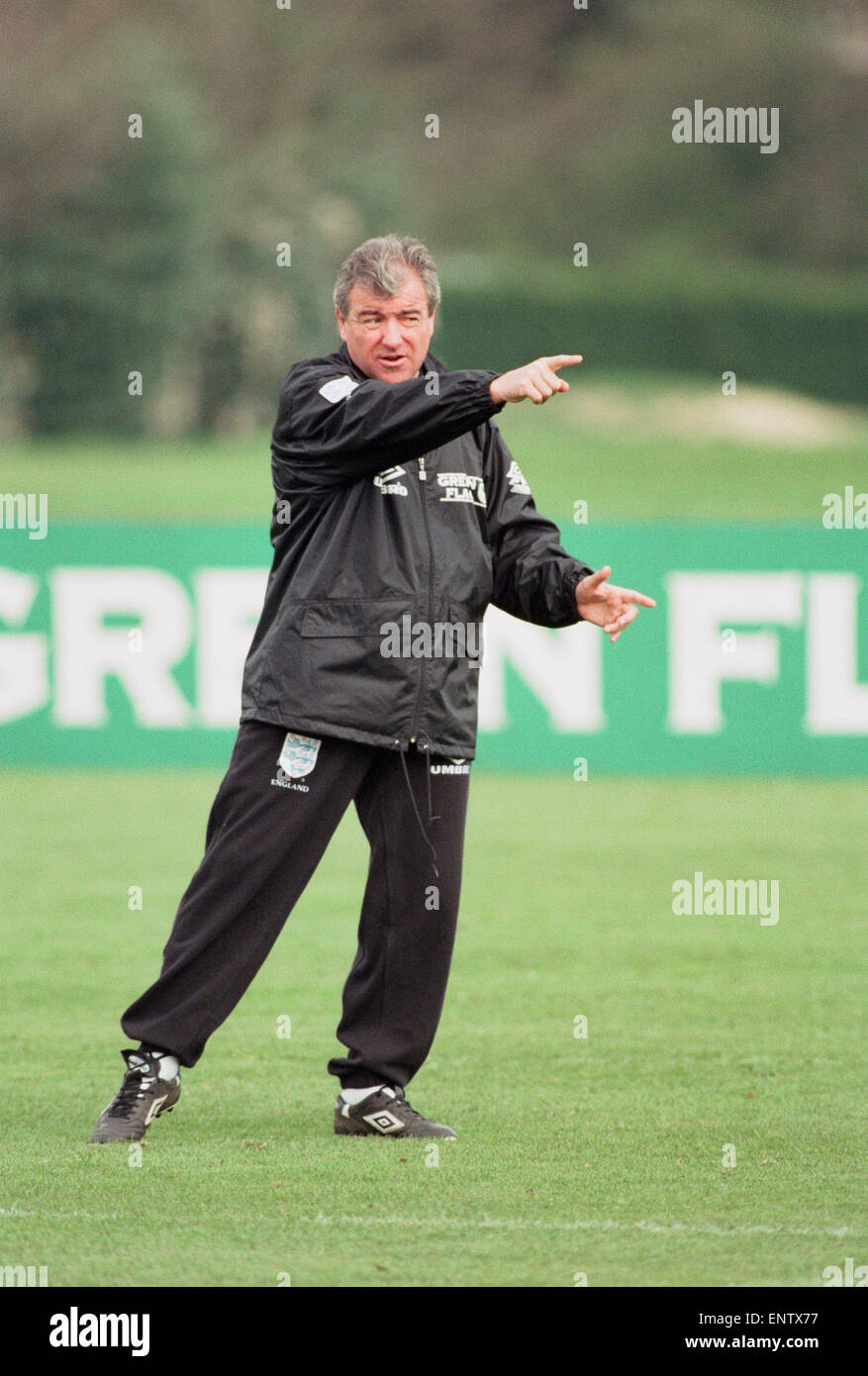 England manager Terry Venables taking charge of a training session ...