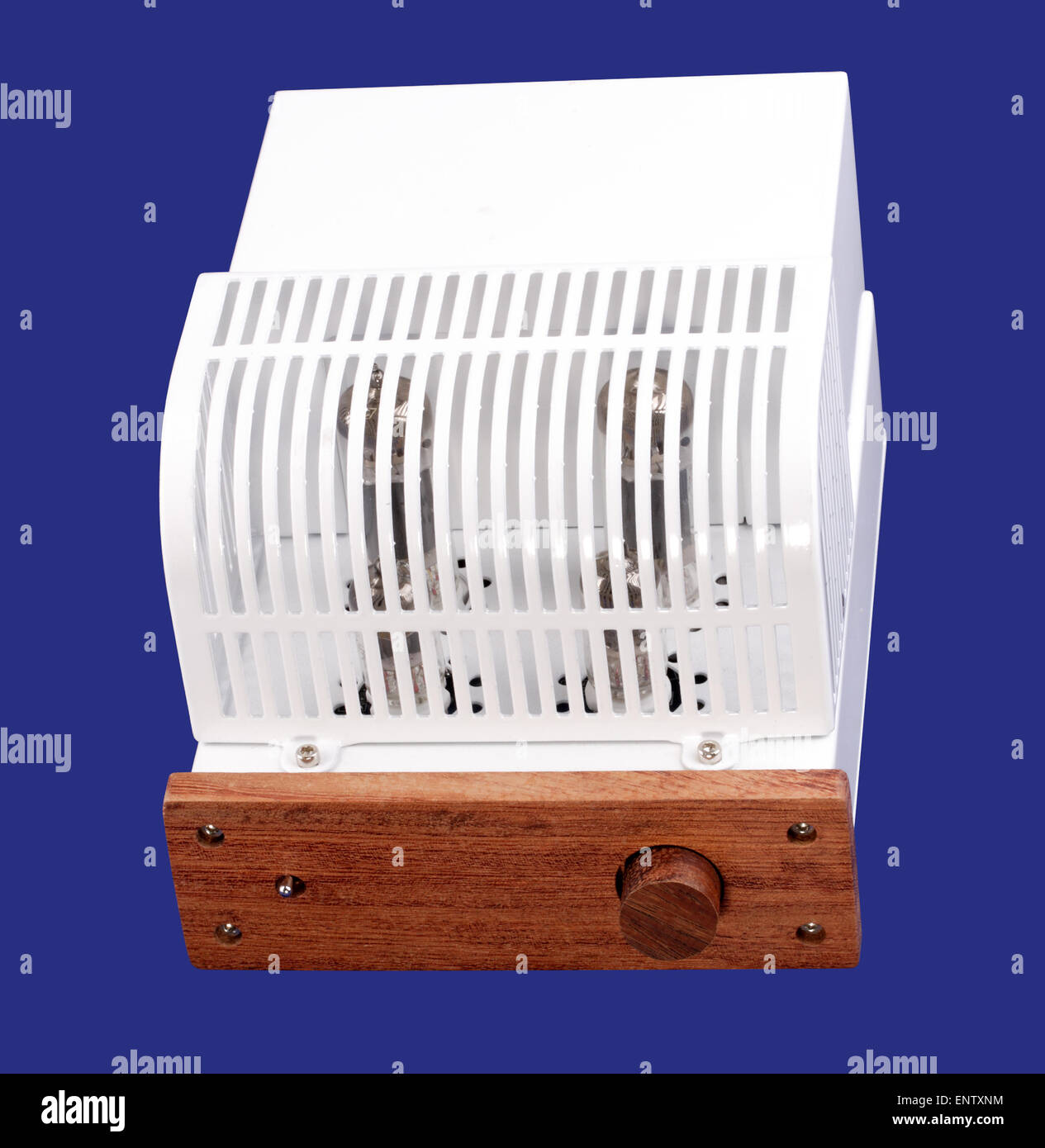 Vacuum Tube Amplifier Isolated on blue Stock Photo - Alamy