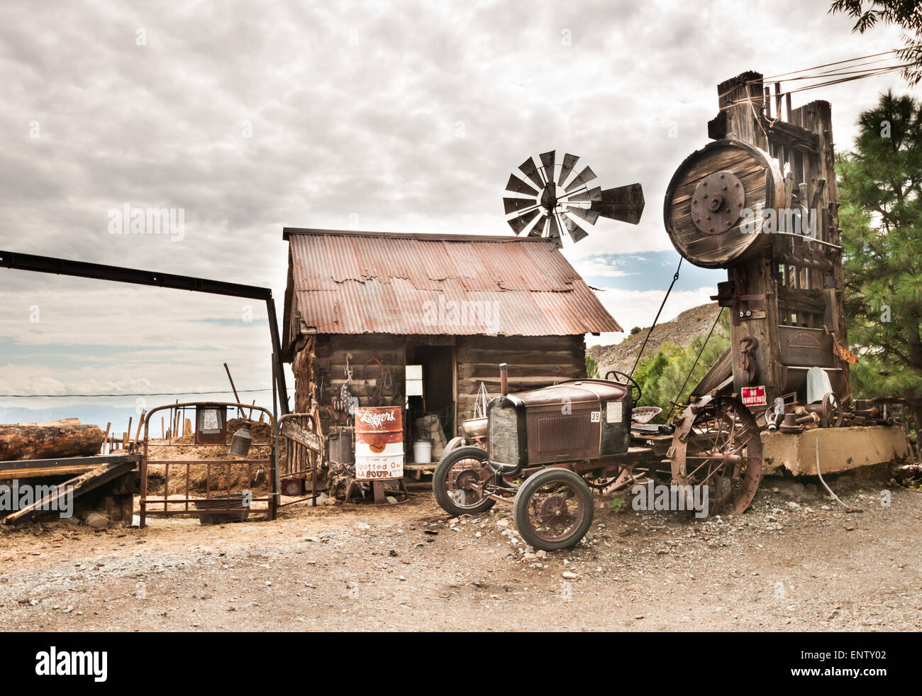 Jerome Arizona Ghost Town mine windmill wild western Stock Photo - Alamy