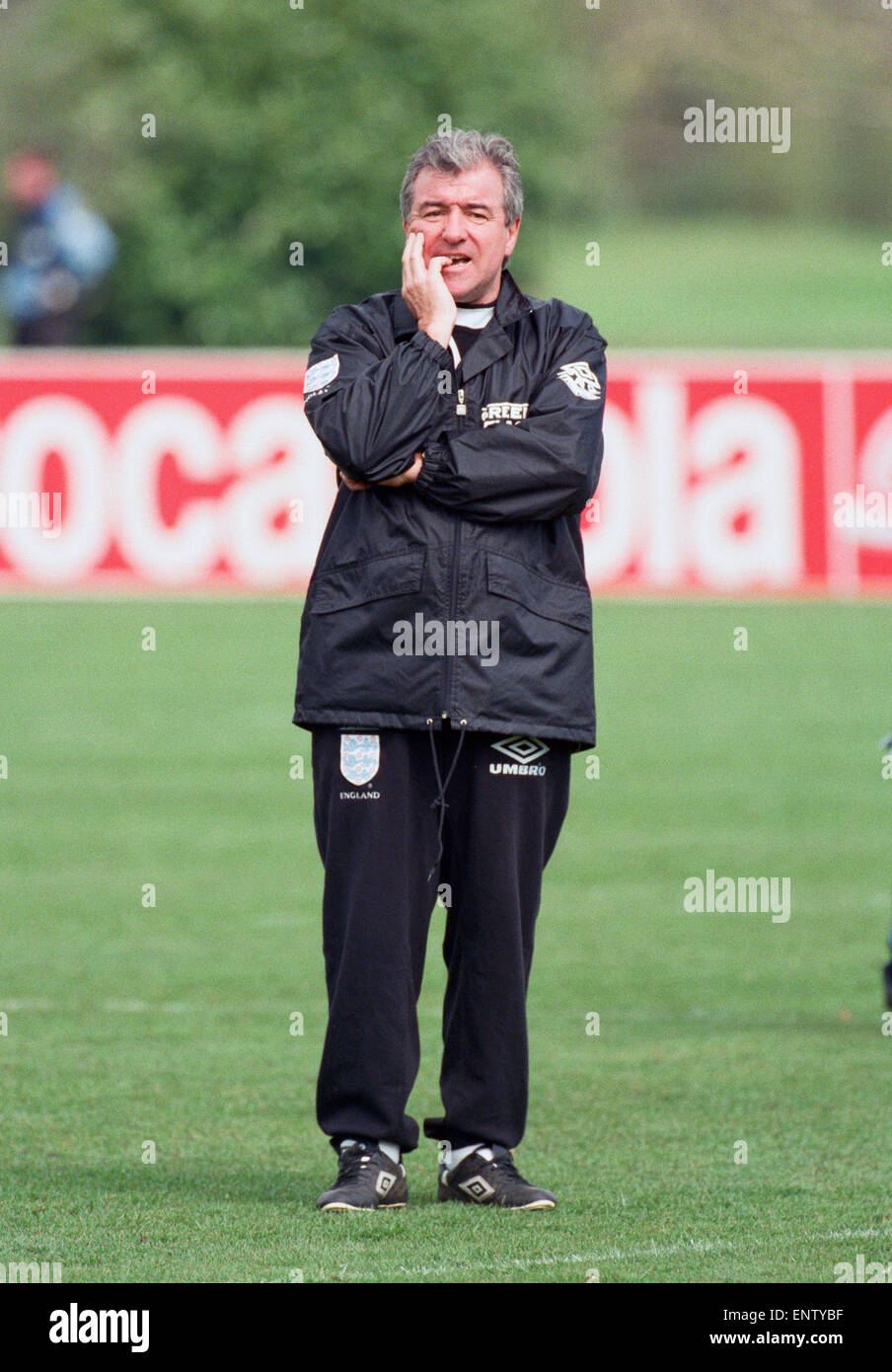England manager Terry Venables taking charge of a training session ...