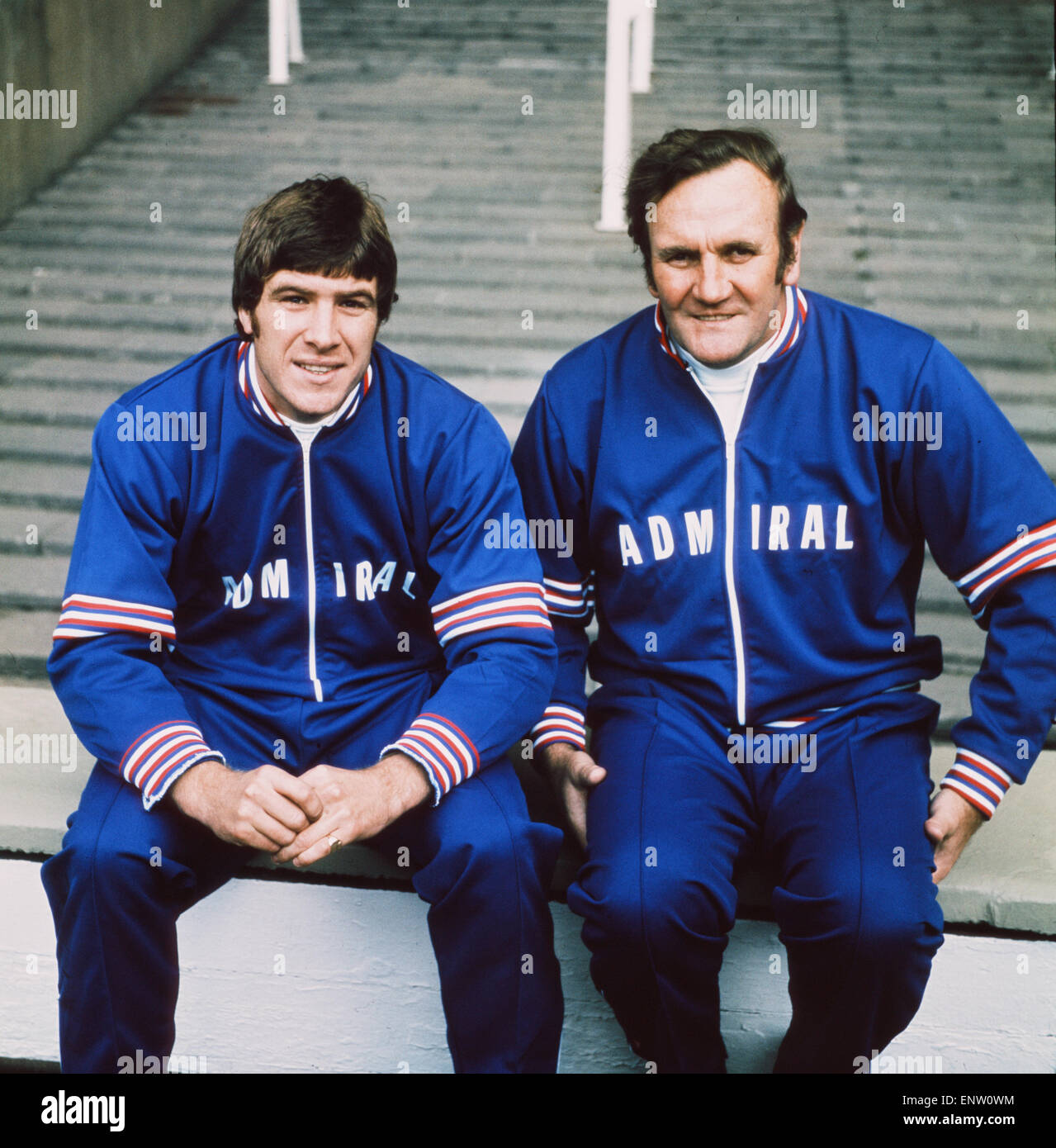 England manager Don Revie with captain Emlyn Hughes at Wembley. 28th ...