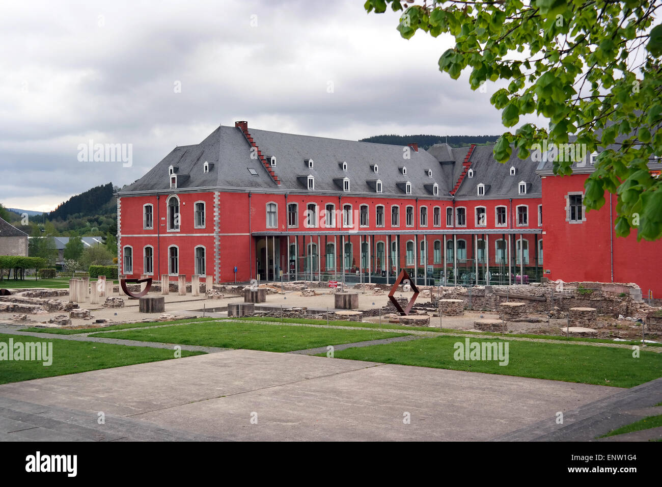 Archaeological site in front of the Stavelot Abbey. The Abbey of the ...