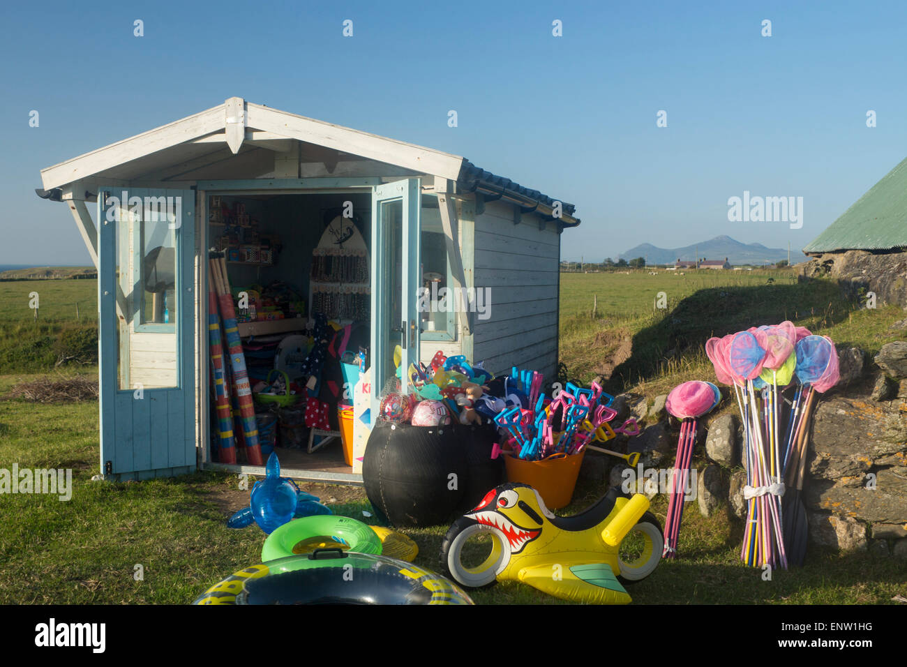 Porth Towyn Shed shack shop honesty shop selling beach toys wares ...