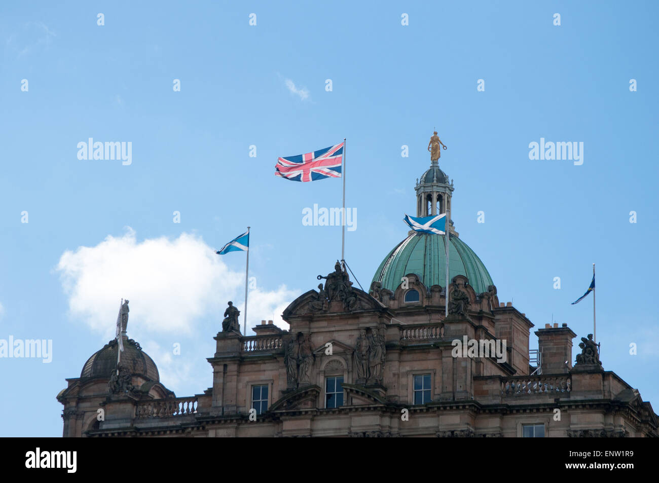 Top part of the Bank Of Scotland building in Edinburgh, Scotland Stock ...