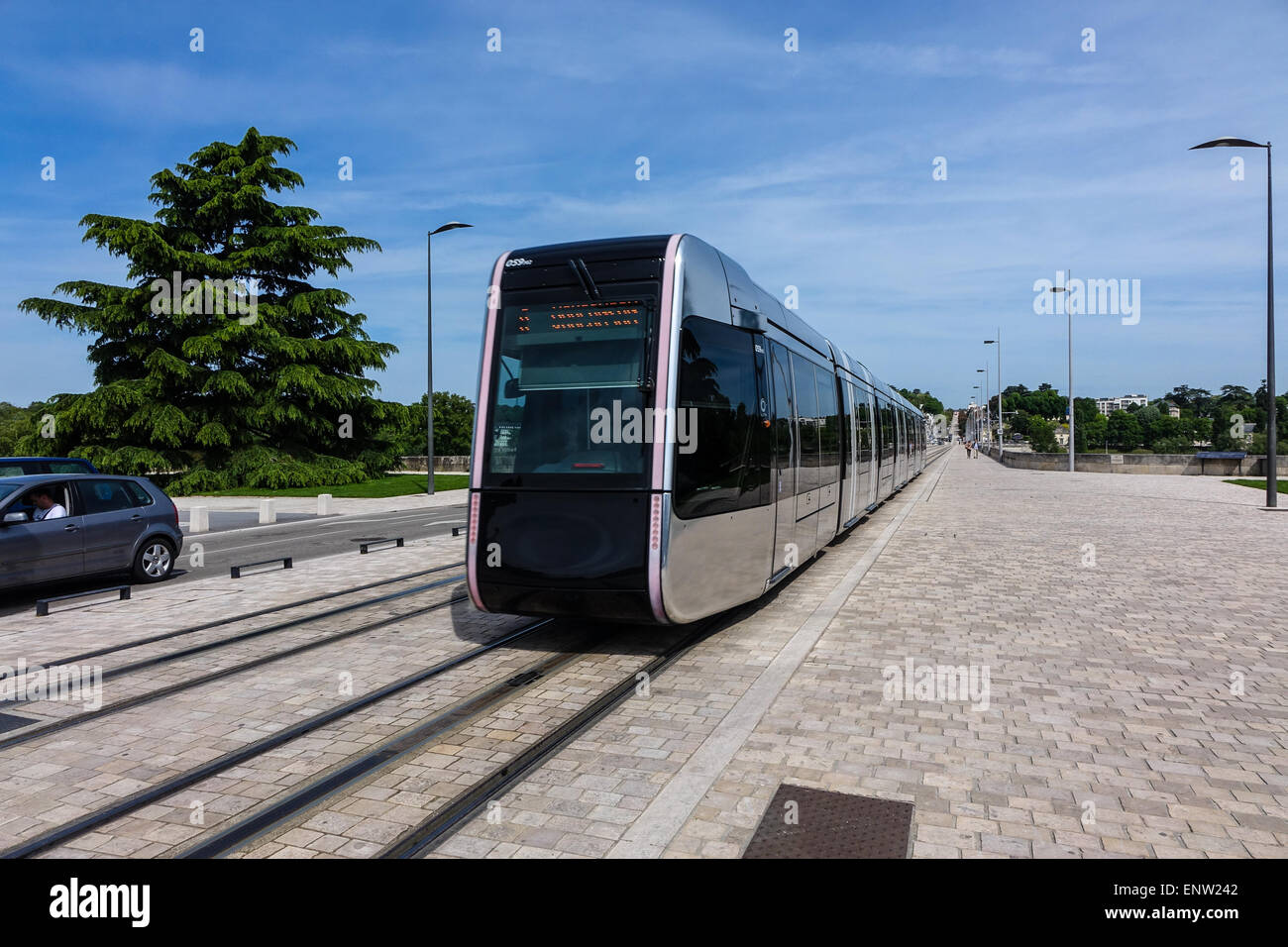 Tramway and trams in Tours, France Stock Photo - Alamy