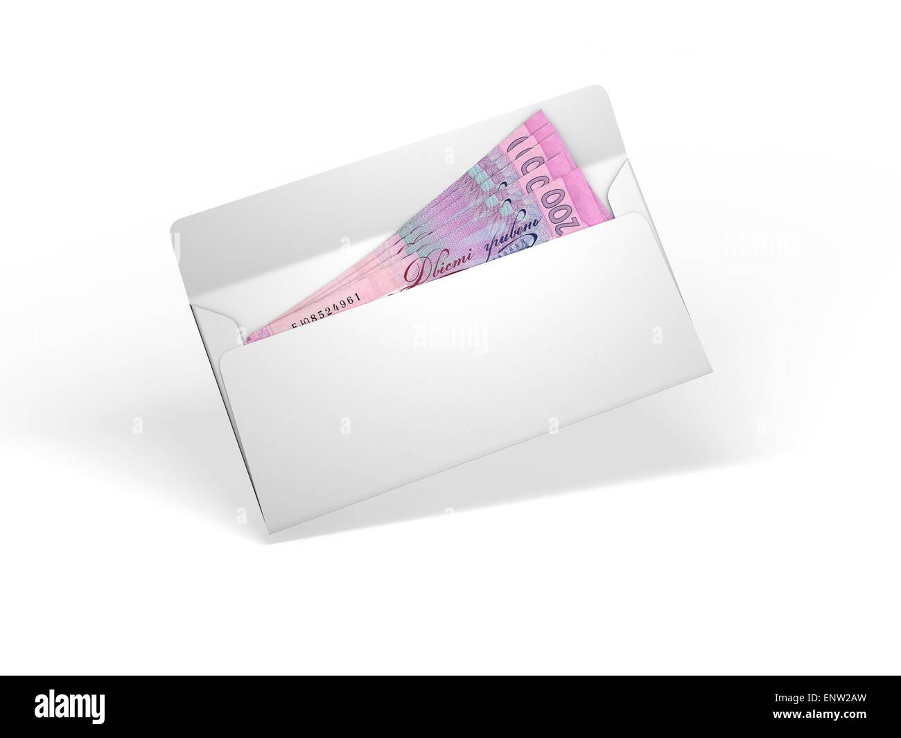 Bribe money in an envelope isolated on white background Stock Photo - Alamy