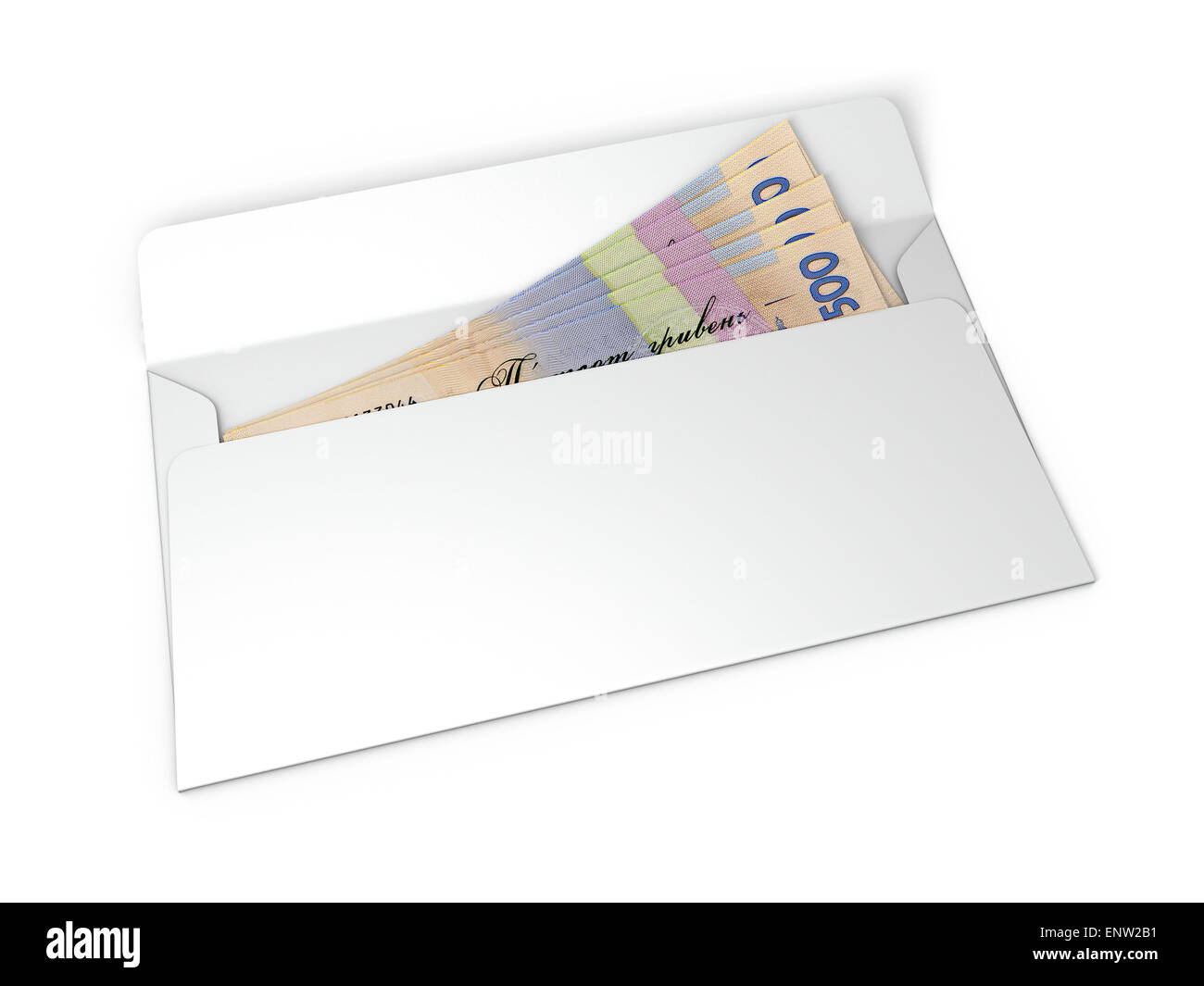 Bribe money in an envelope isolated on white background Stock Photo - Alamy