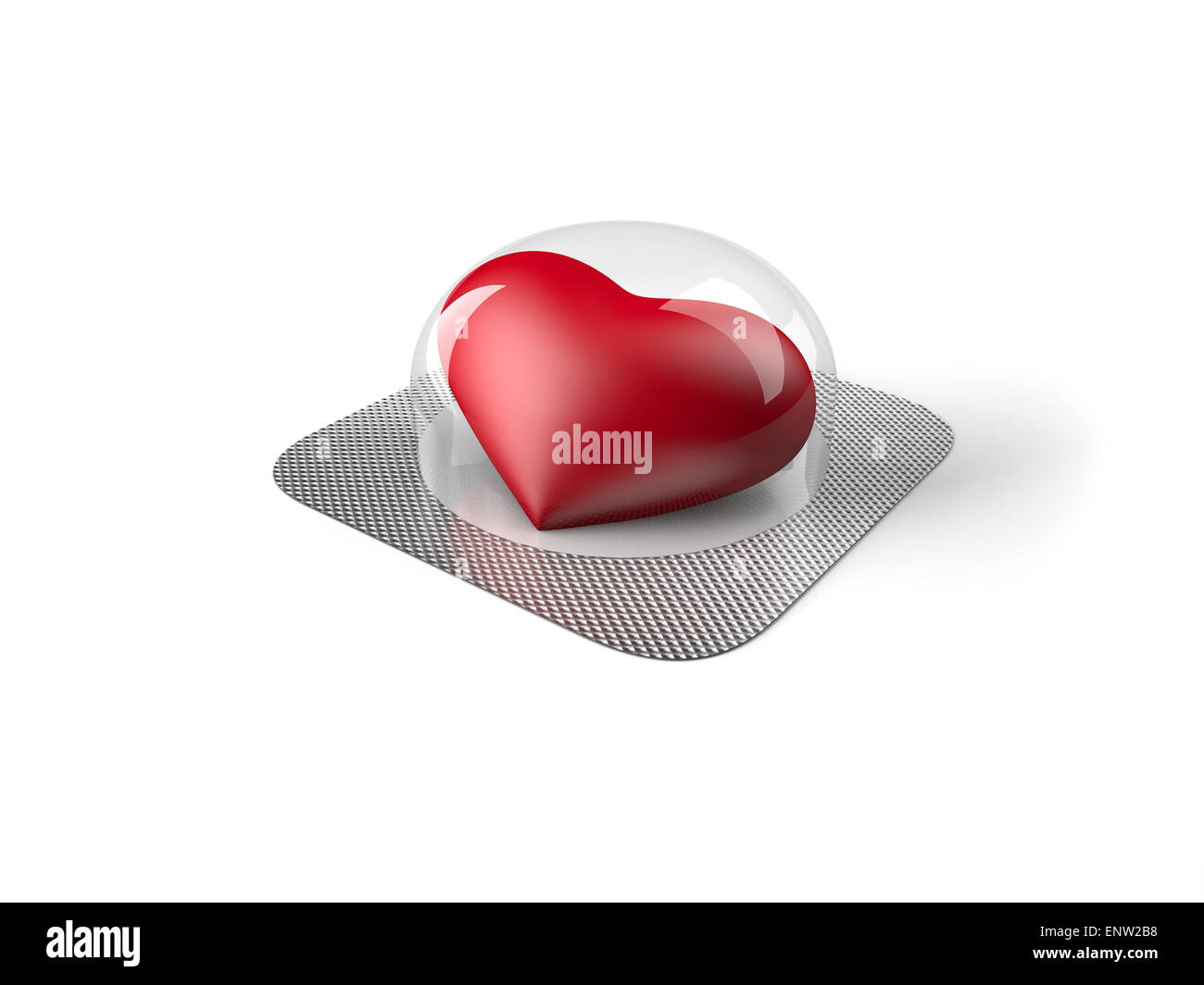 Red heart pill in blister isolated on white Stock Photo - Alamy