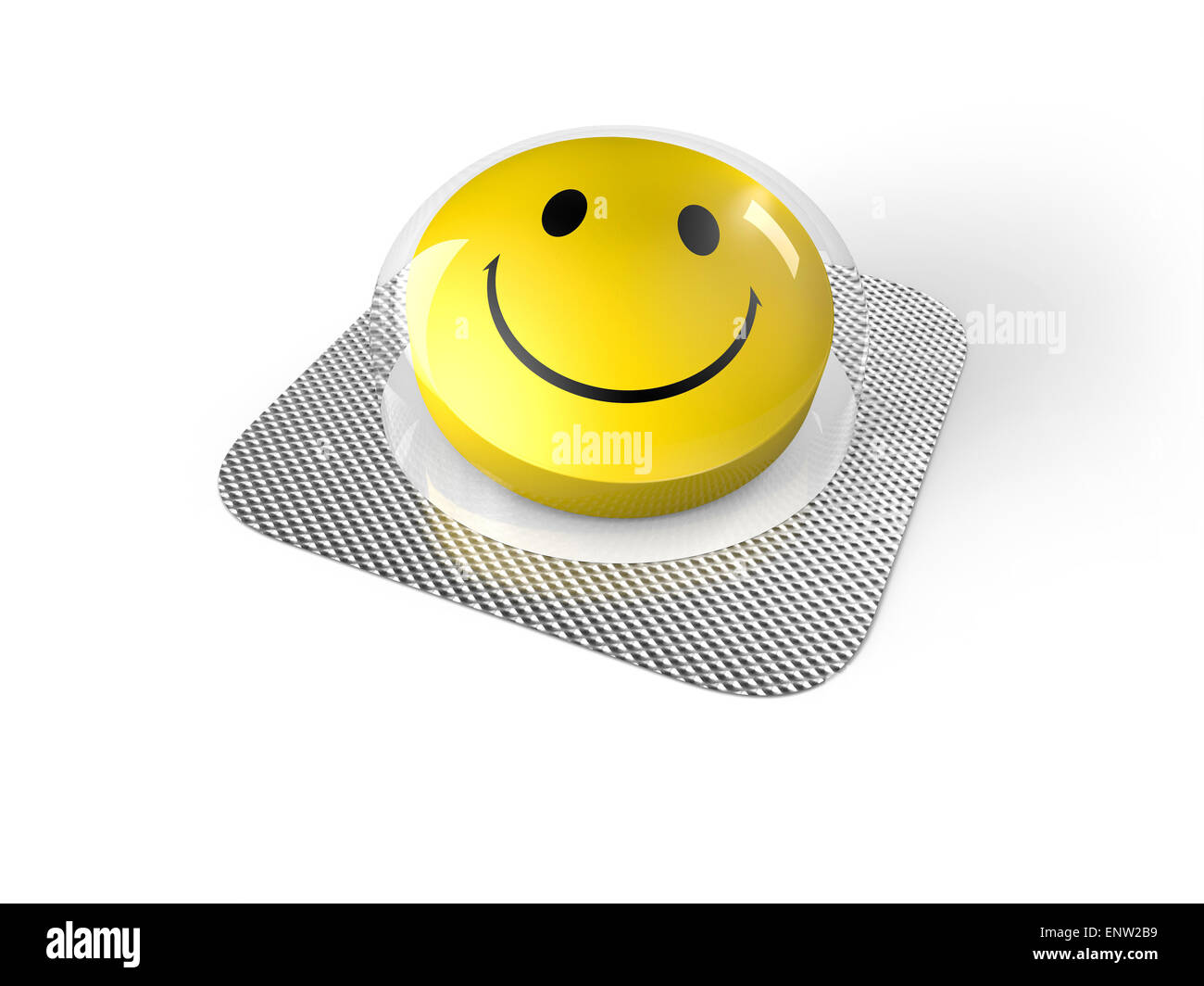 Smile pill in blister isolated on white background Stock Photo - Alamy