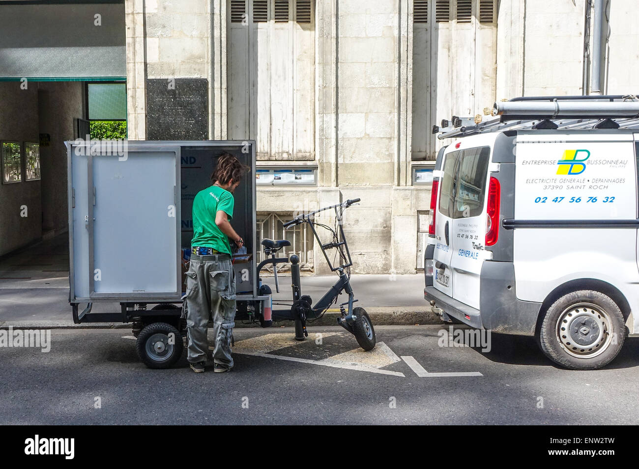 Cycle delivery man in Tours, France Stock Photo - Alamy
