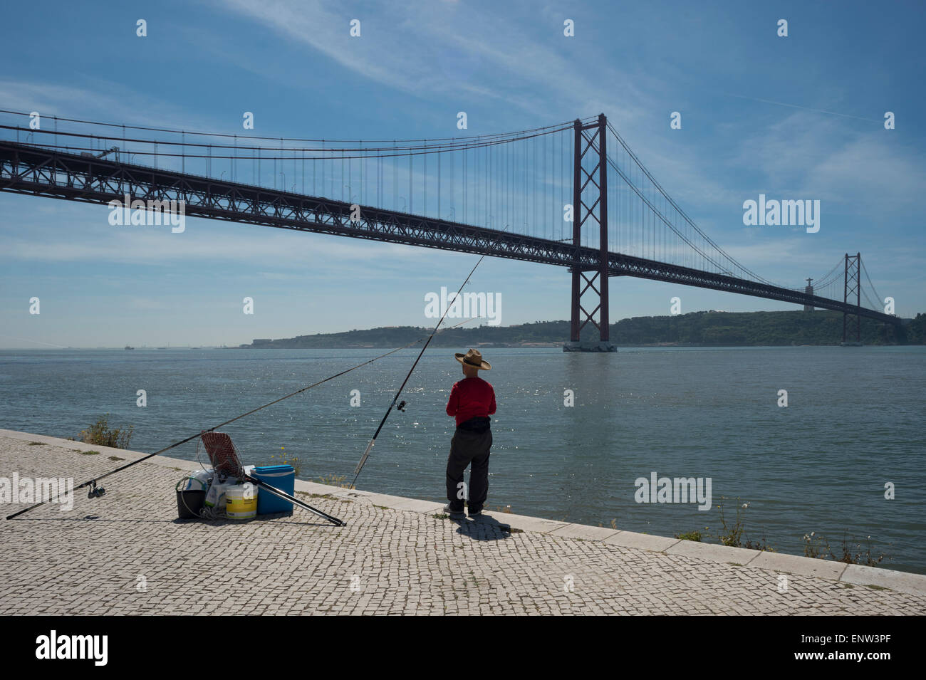 The Tagus River Bridge or 25th of April Bridge (Ponte 25 de Abril) with ...