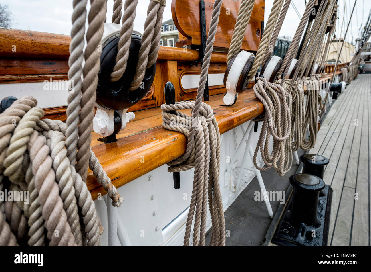 Rigging on the Cutty Sark a British Clipper ship dating from 1869 and ...