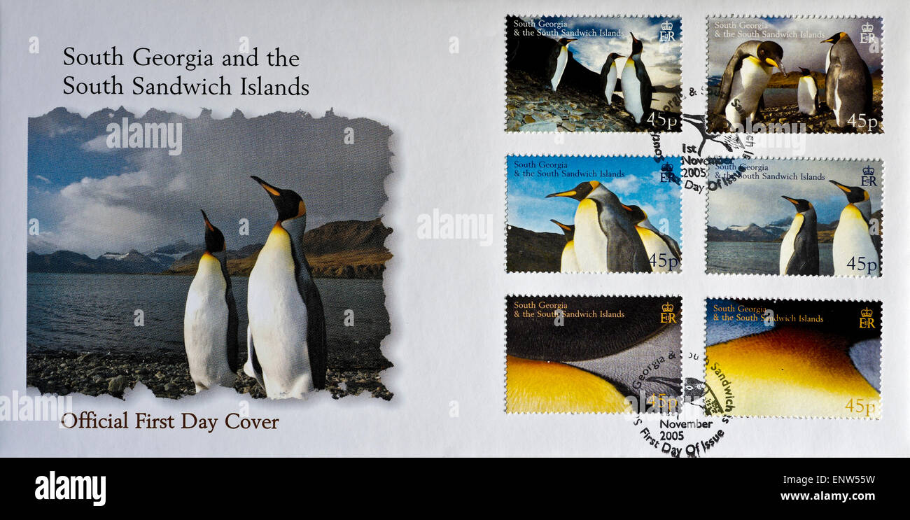first day cover philatelic envelope South Georgia penguin stamps Stock ...