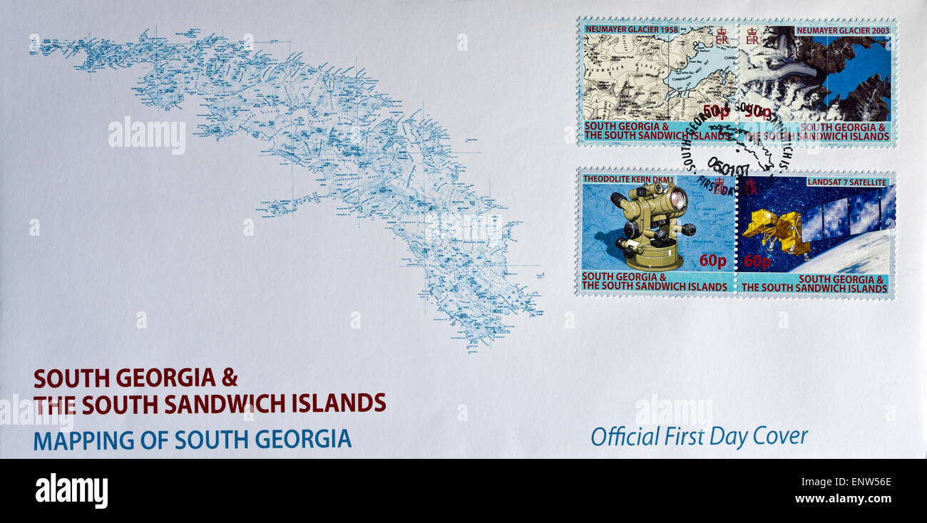 first day cover philatelic envelope mapping of South Georgia stamps ...