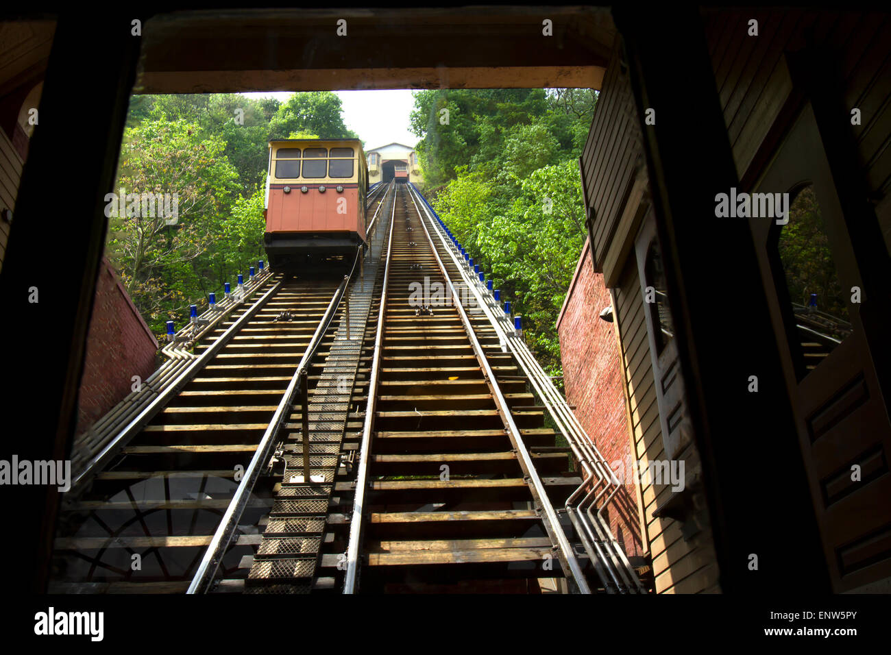 Cars on the historic Monongahela Incline from riverfront to Mt ...