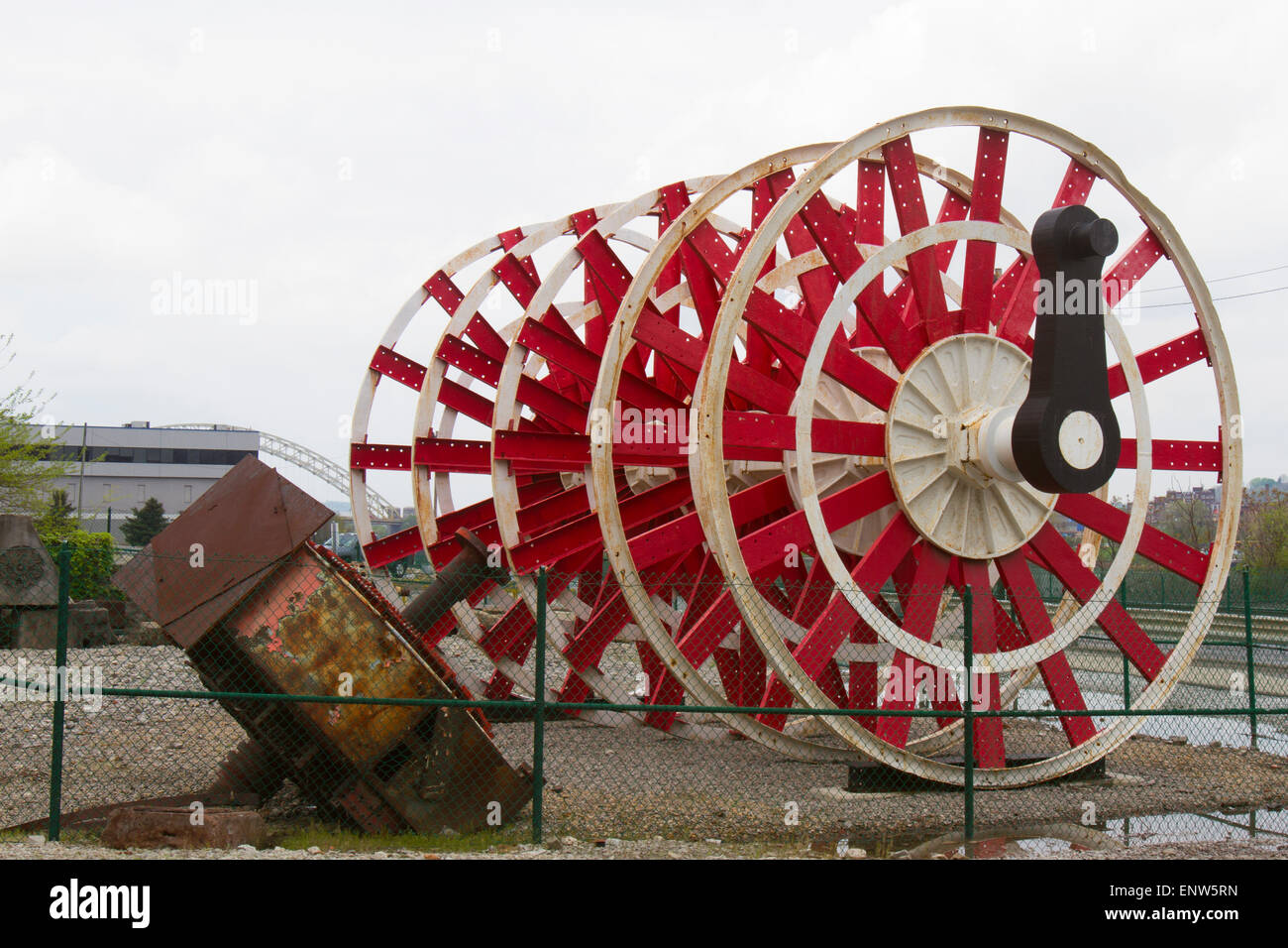 Paddle wheel from old boat sitting along riverfront Stock Photo - Alamy