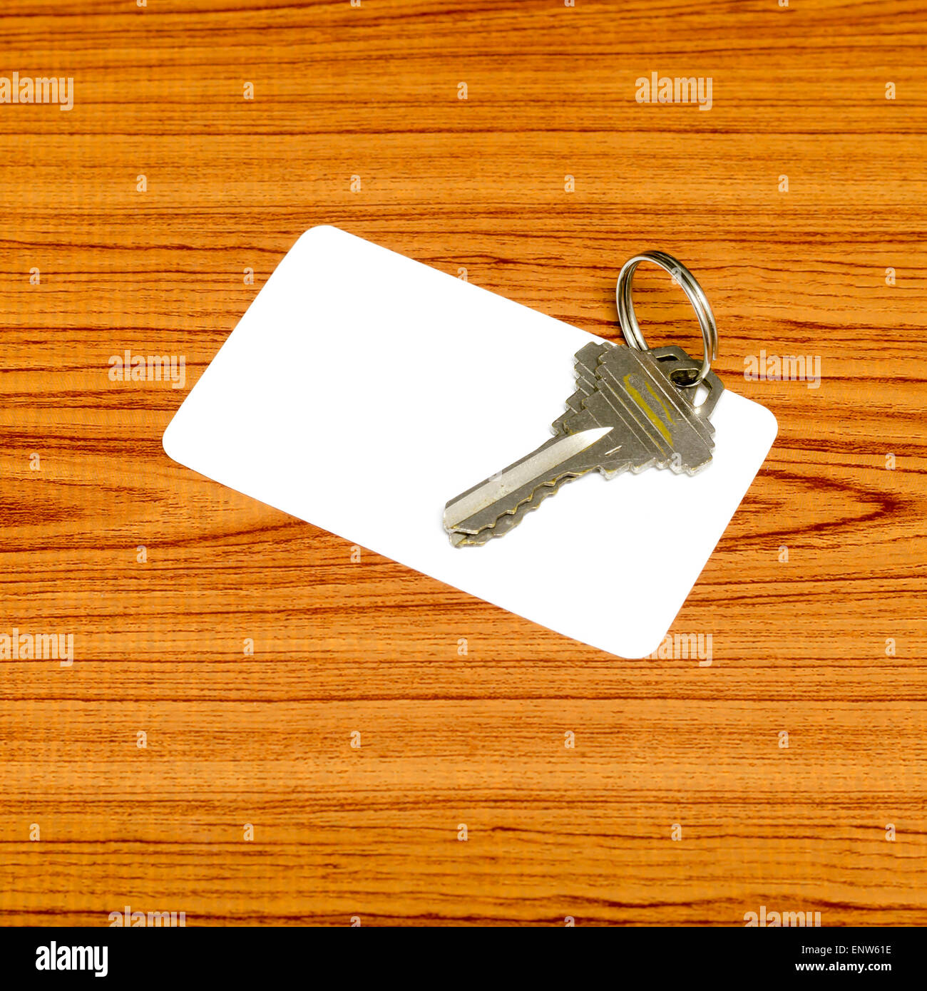 business card and keys on wood background Stock Photo - Alamy